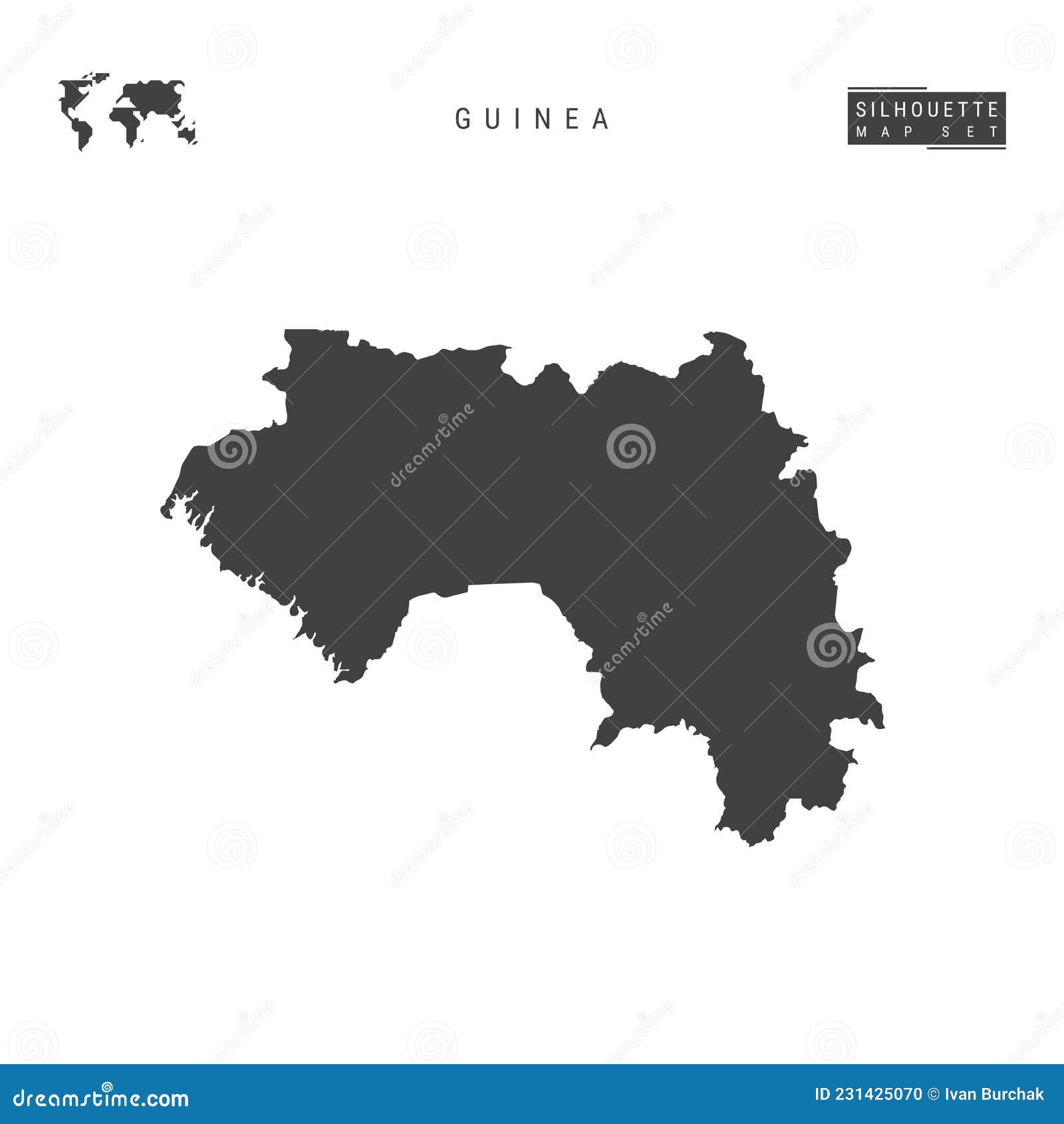 Guinea Vector Map Isolated on White Background. High-Detailed Black ...