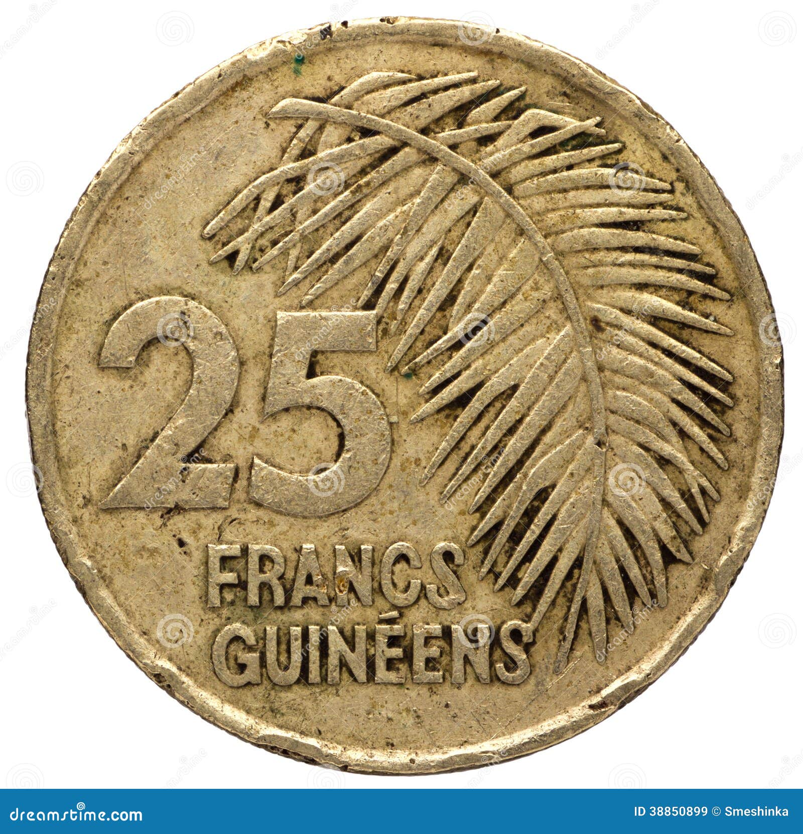 25 Guinean Franc Coin, 1987, Reverse Stock Image - Image of aged ...