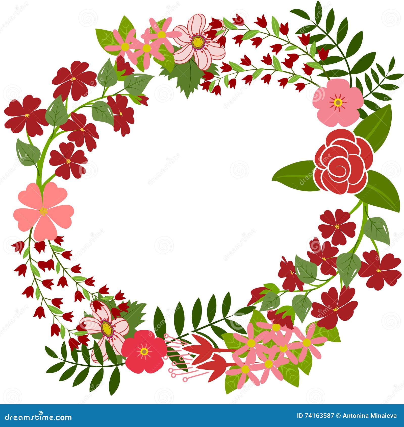 Guirlande Des Fleurs Rouges Et Roses Illustration de Vecteur ...