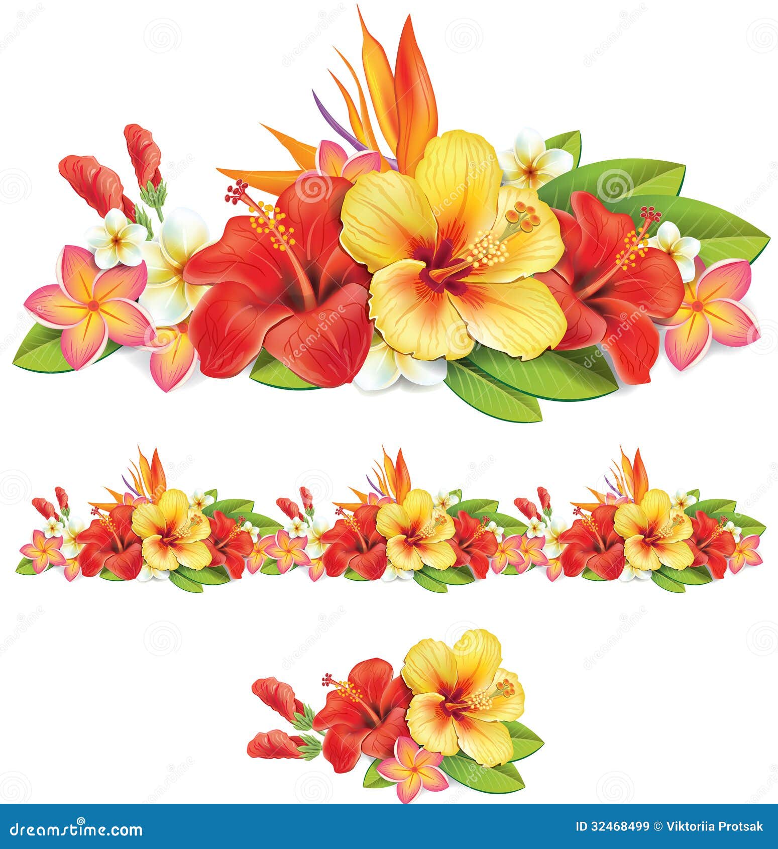 Guirlande Des Fleurs Tropicales Illustration de Vecteur - Illustration ...