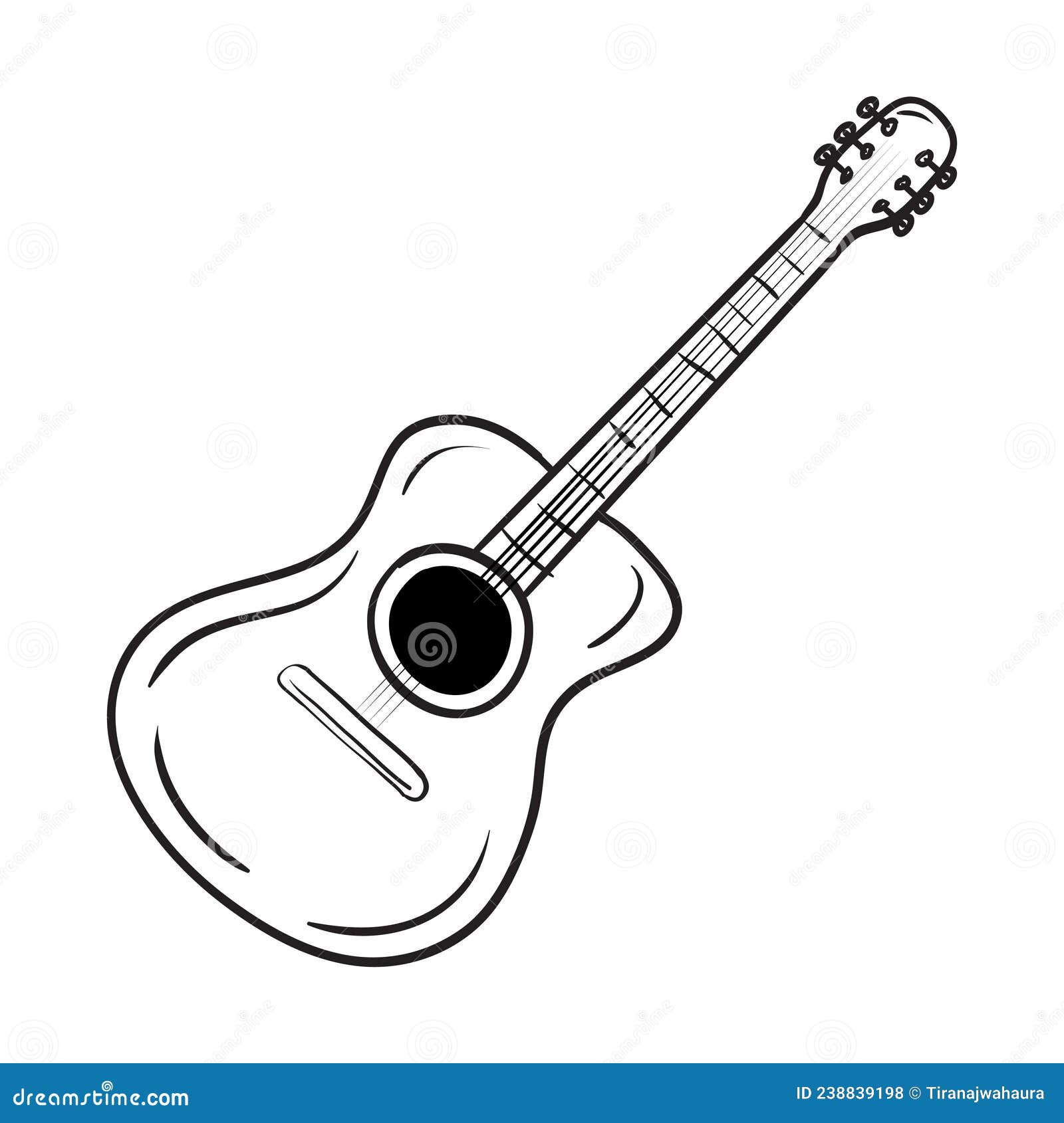 Hand Drawn of Simple Guitar Vector Illustration Stock Vector ...
