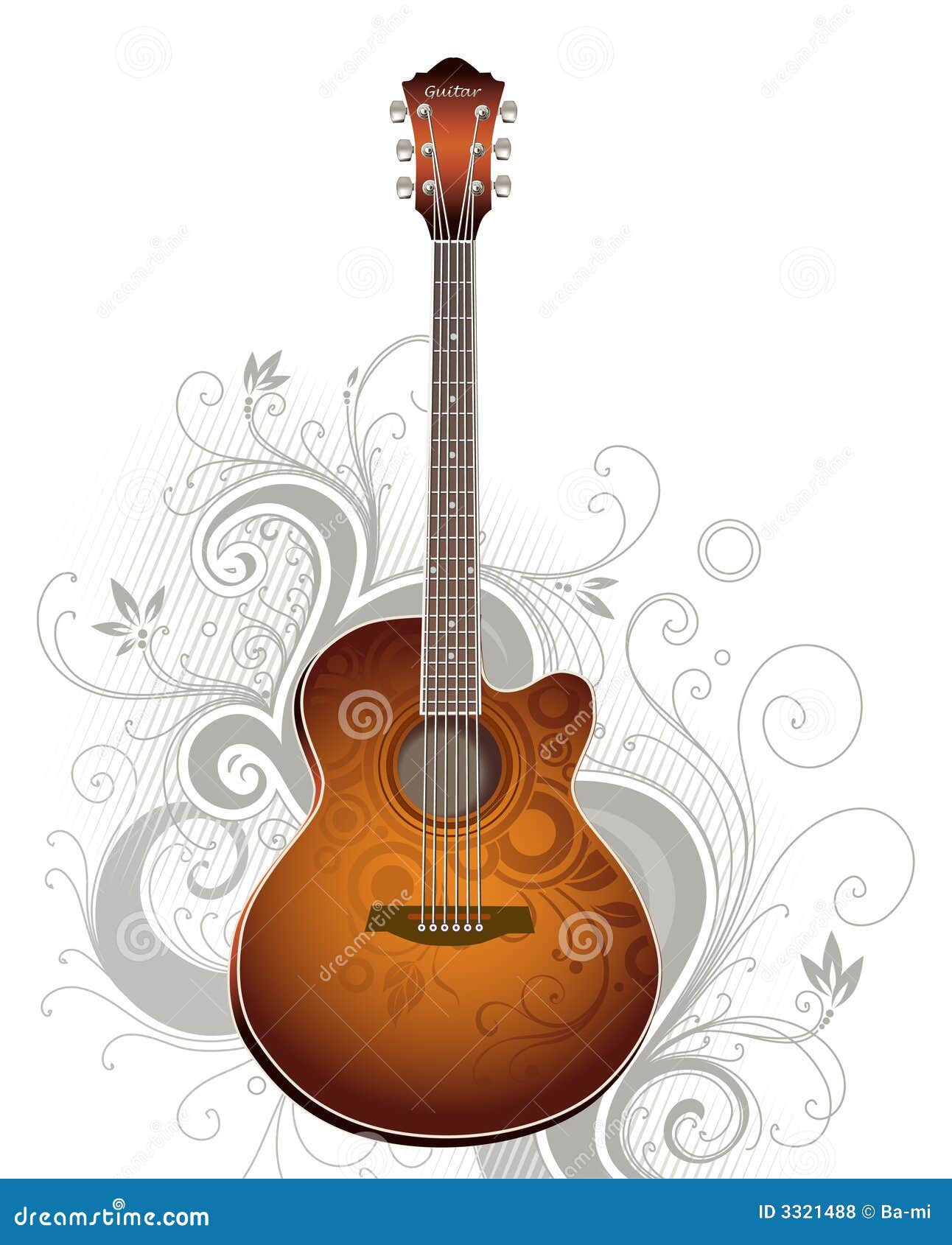 Guitar stock vector. Illustration of instrument, decorative - 3321488