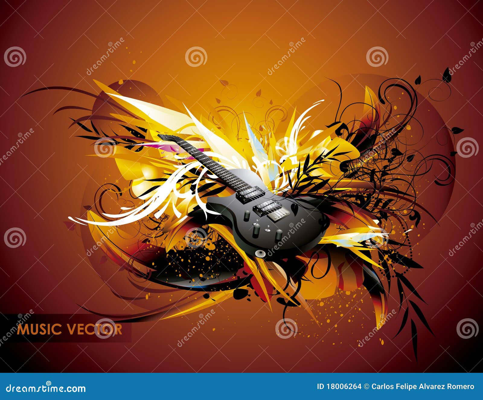 Guitar abstract stock vector. Illustration of instrument - 18006264