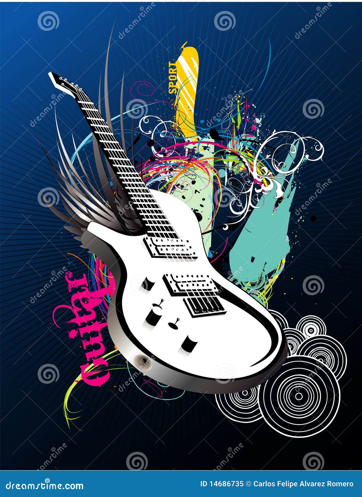 Guitar Abstract Illustration Stock Vector - Illustration of contrast ...