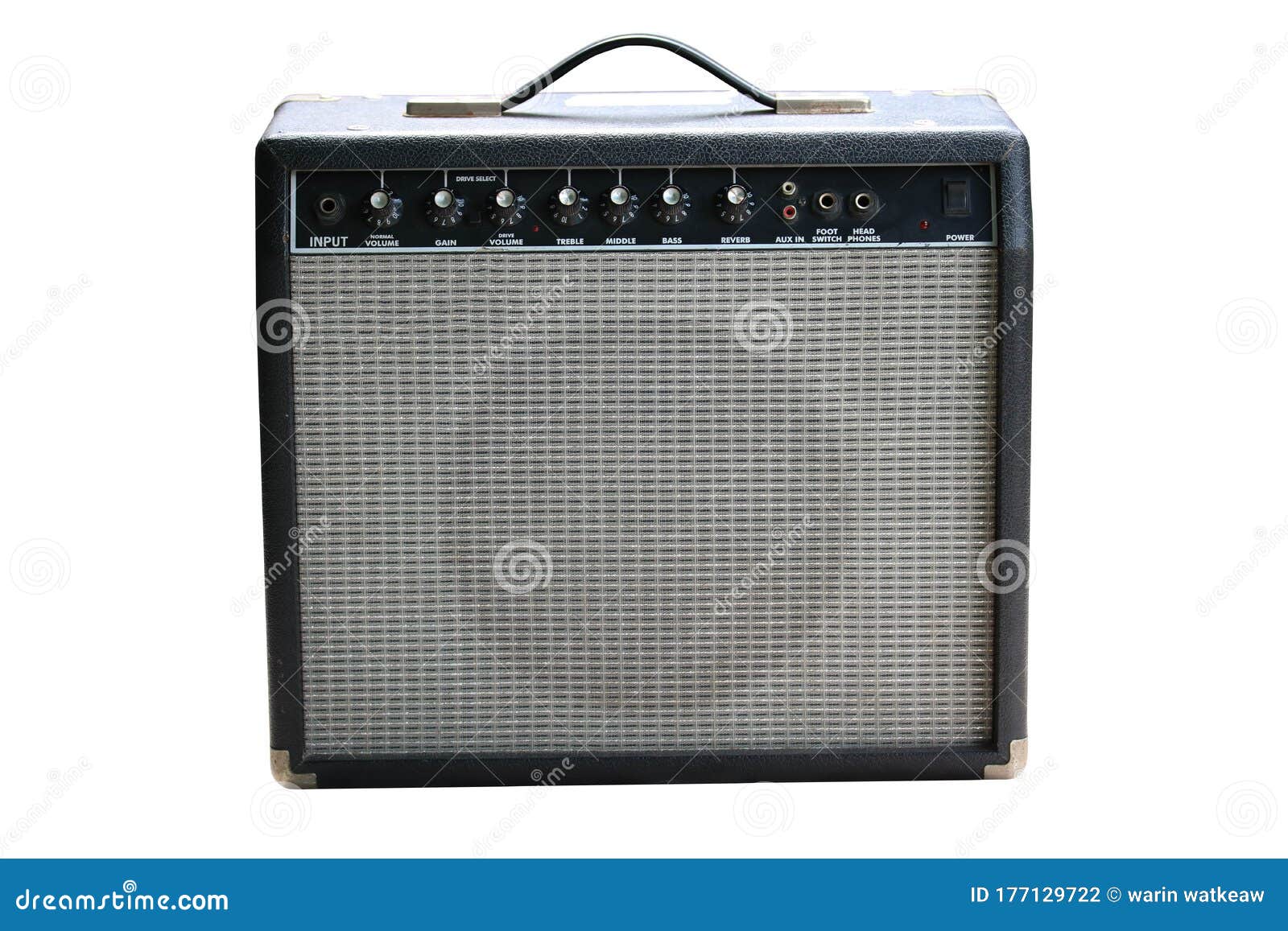 Isolated Vintage Amplifier with White Background. Stock Photo - Image ...