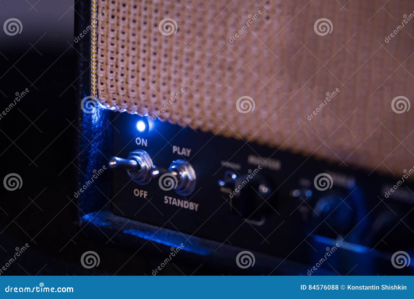 Guitar Amplifier Control Panel, on-off Stock Photo - Image of ...