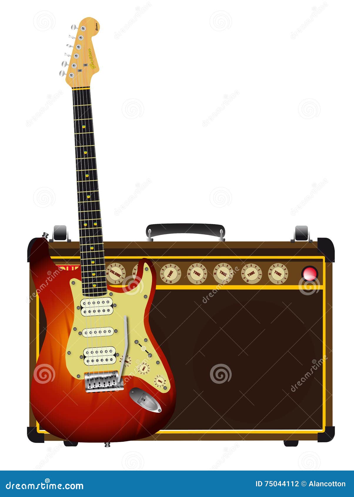 Guitar and Amplifier stock vector. Illustration of instrument - 75044112