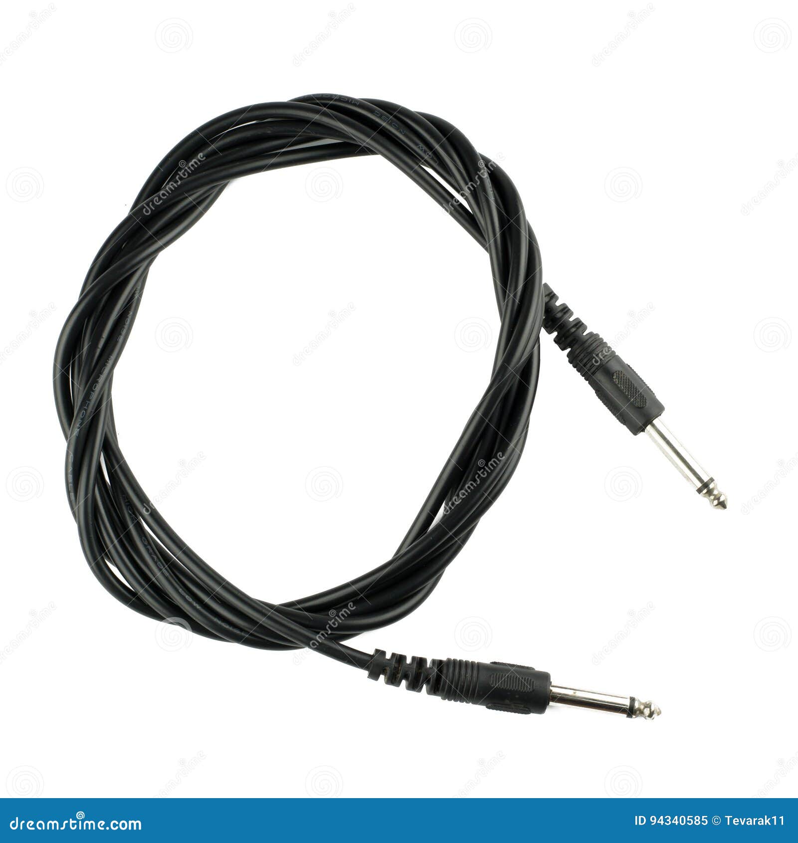 Guitar Audio Jack with Black Cable Isolated on White Background Stock ...