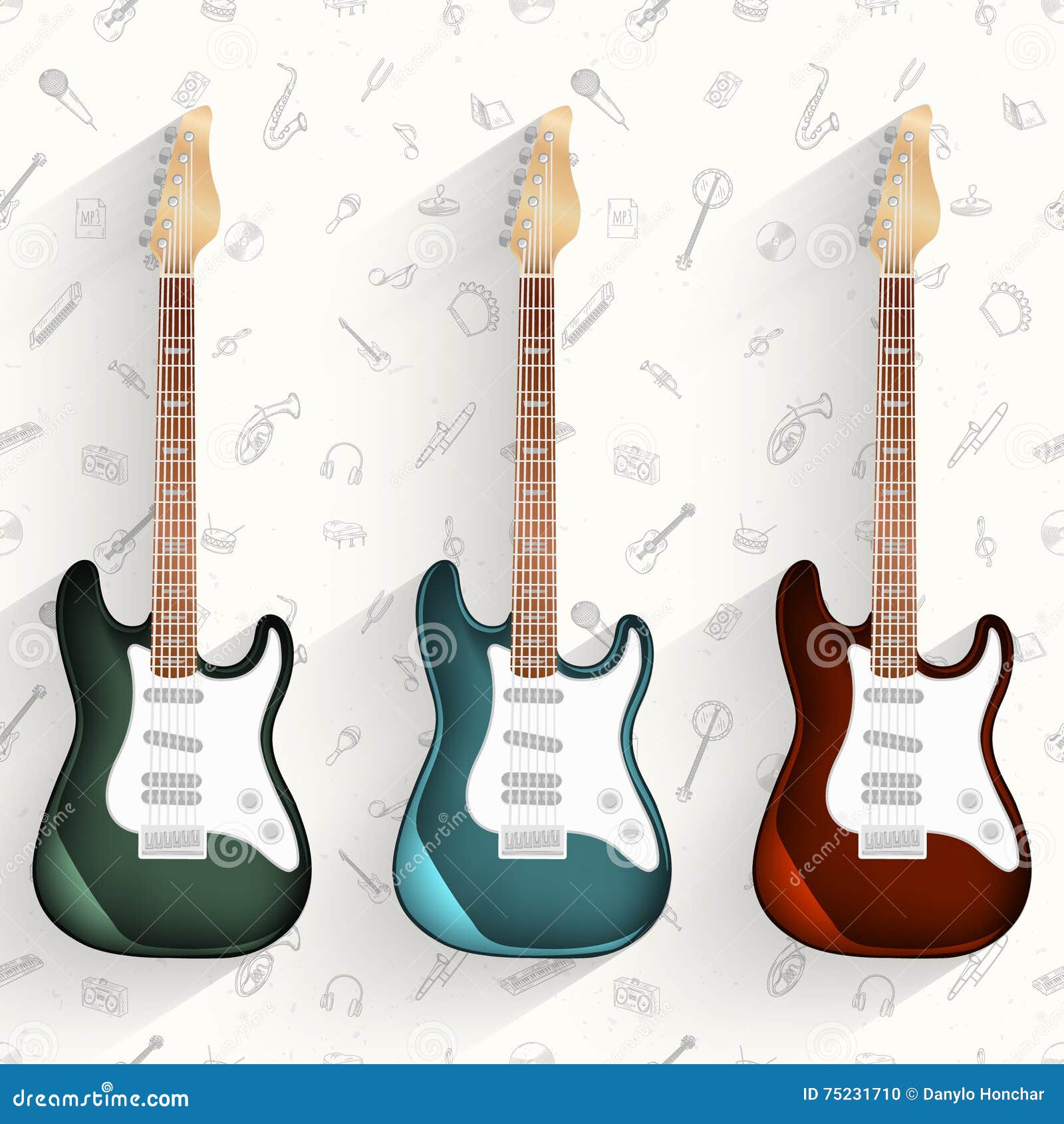 Guitar Background. Set of Musical Instruments. Stock Vector ...