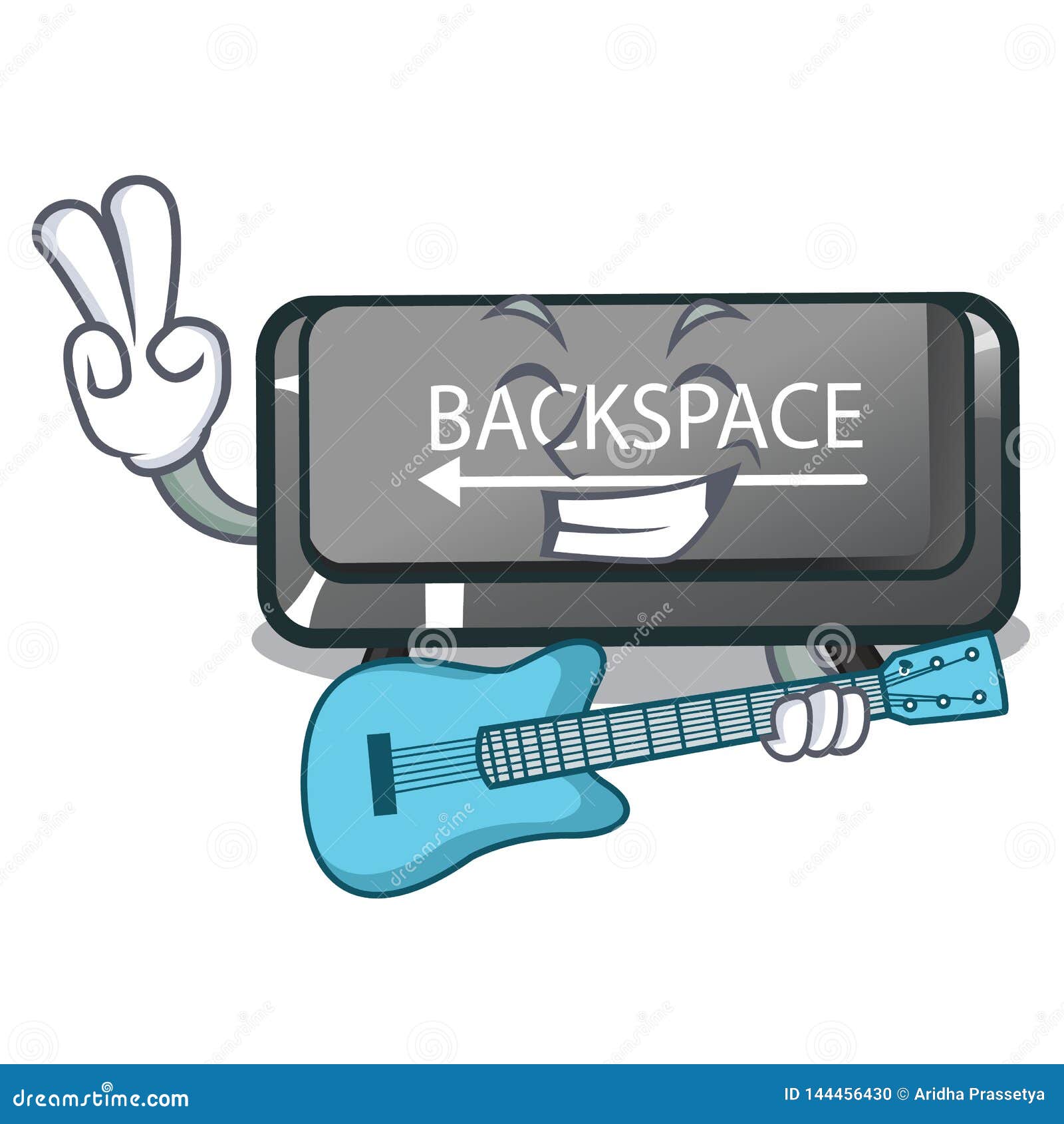 With Guitar Backspace Button Installed on Cartoon Keyboard Stock Vector ...