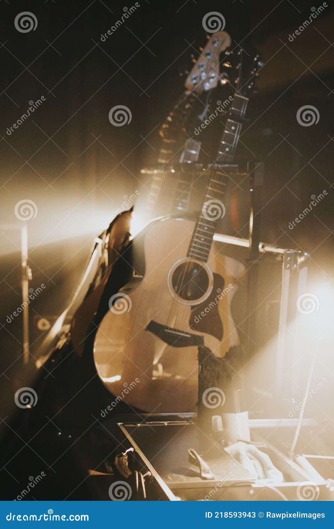 Guitar Backstage at a Concert Stock Image - Image of artist, warm ...