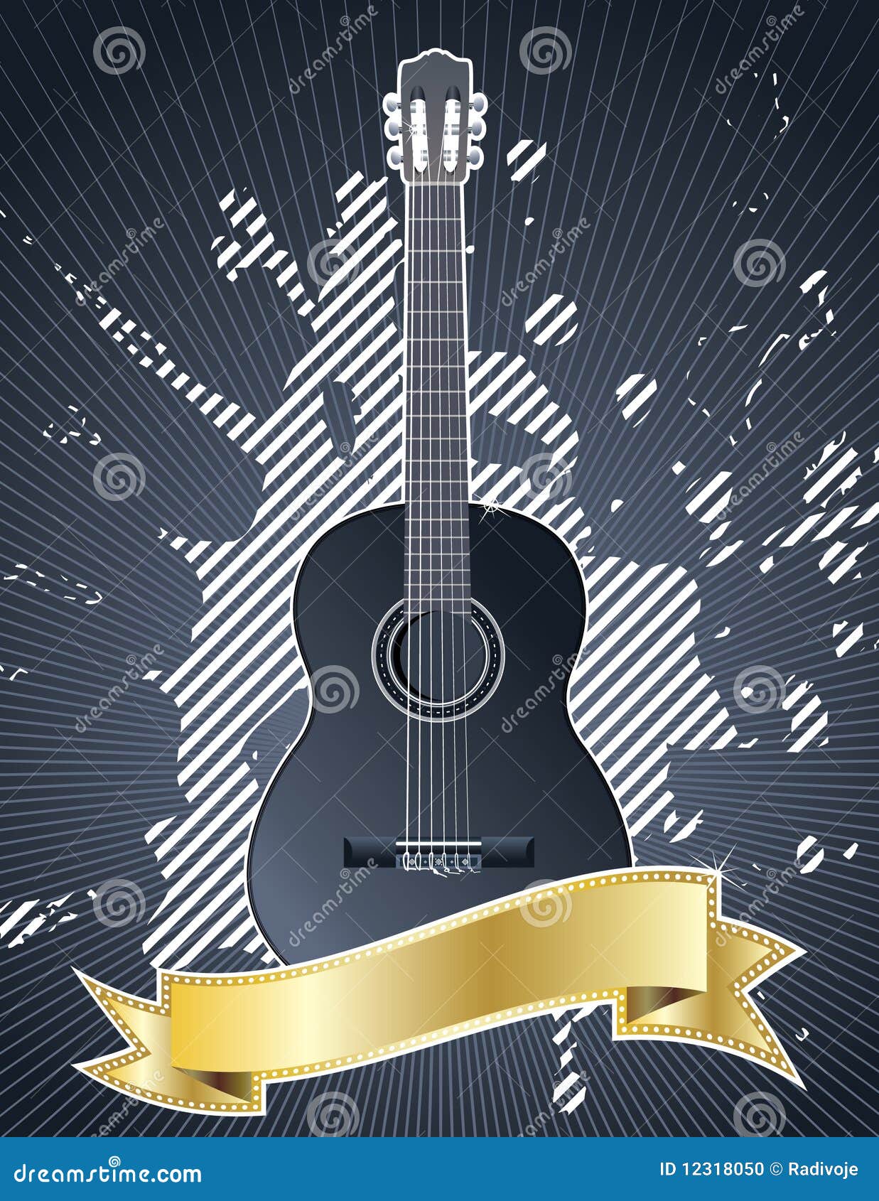 Guitar with banner stock vector. Illustration of classical - 12318050