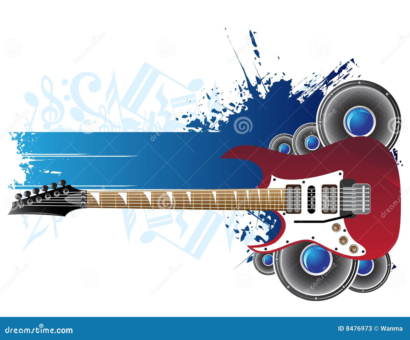Guitar and banner stock vector. Illustration of party - 8476973