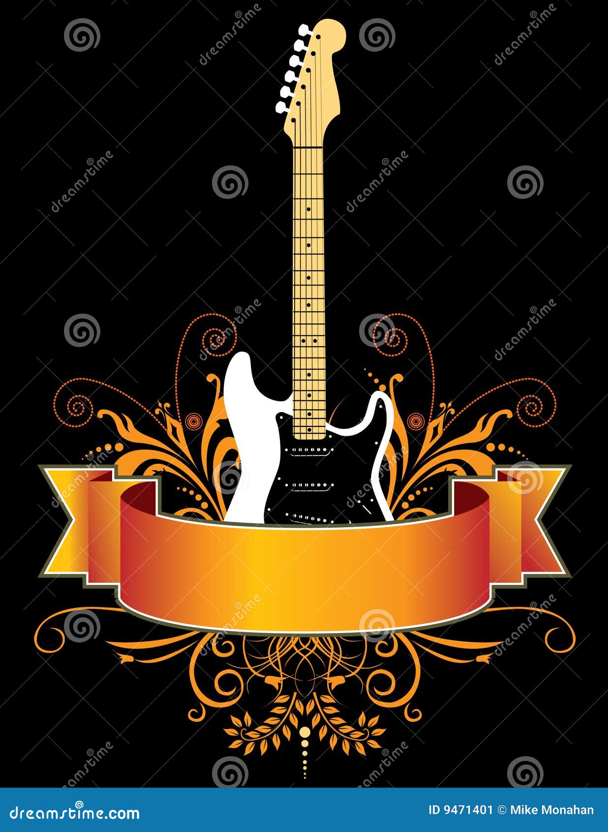 Guitar banner stock vector. Illustration of artwork, abstract - 9471401