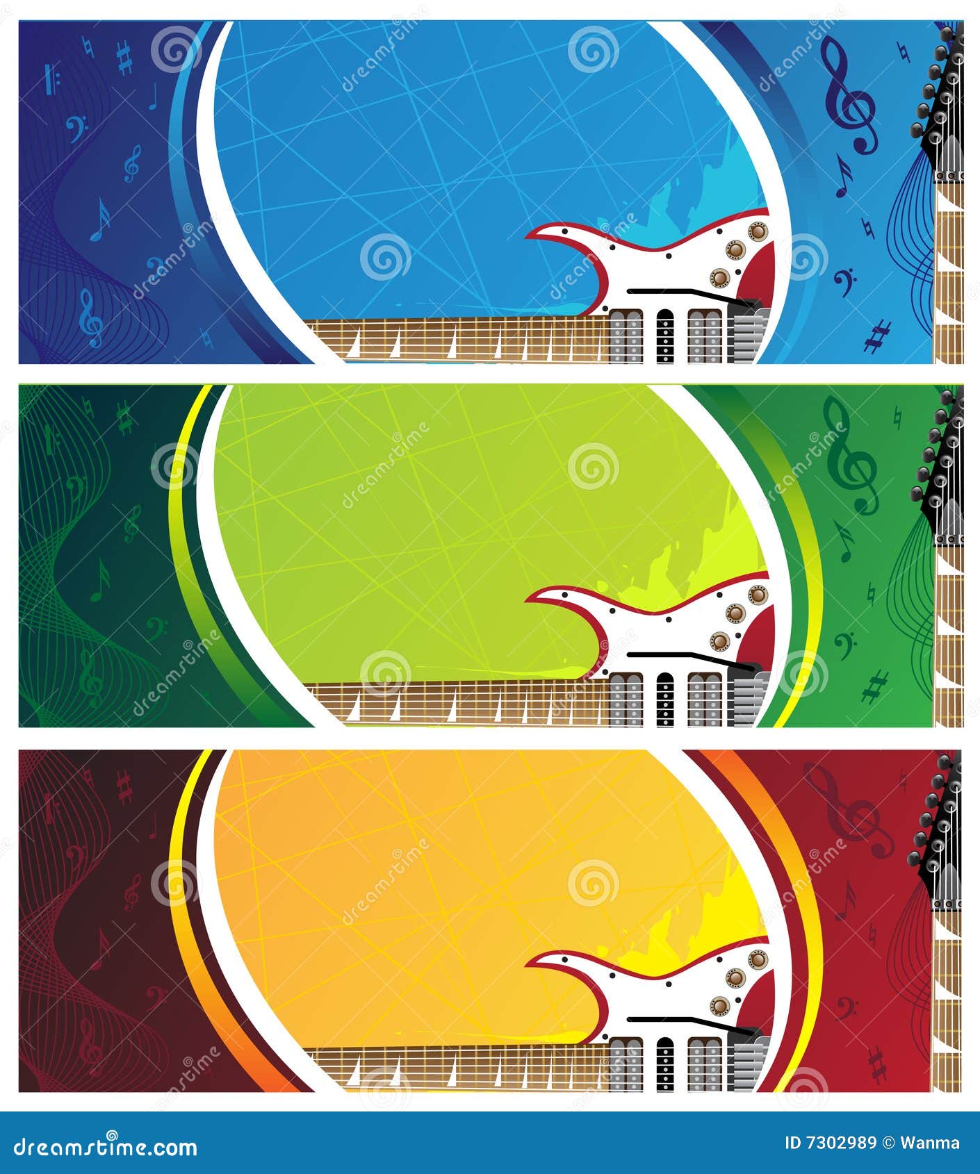 Guitar banners stock vector. Illustration of play, paint - 7302989