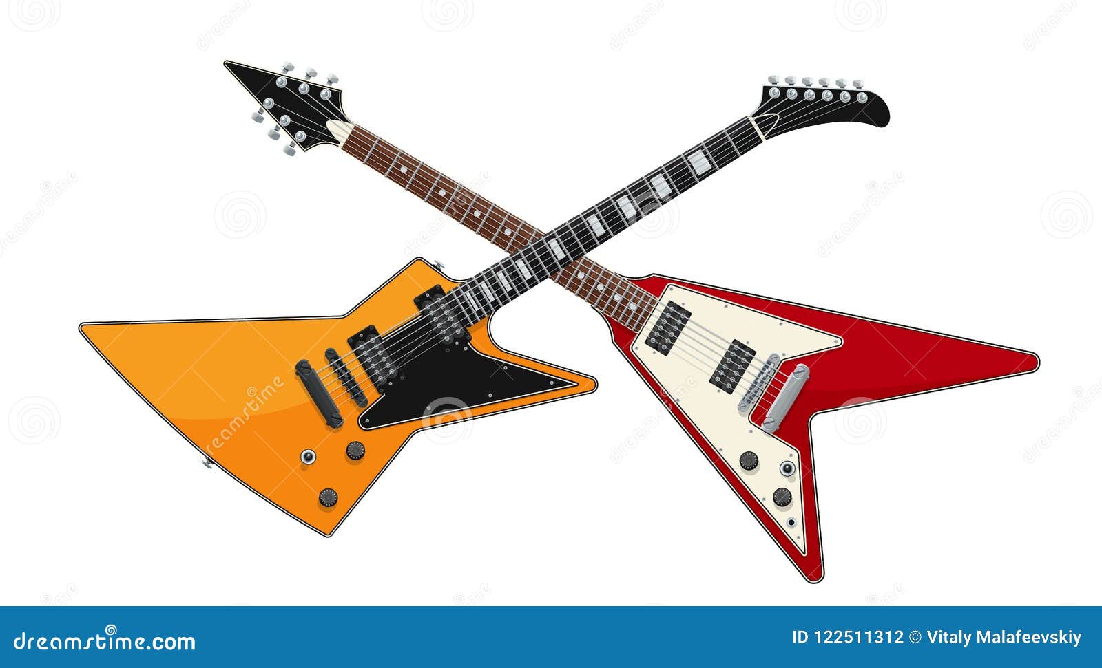 Guitar Battle Concept. Two Electric Guitars Crossed Stock Vector ...
