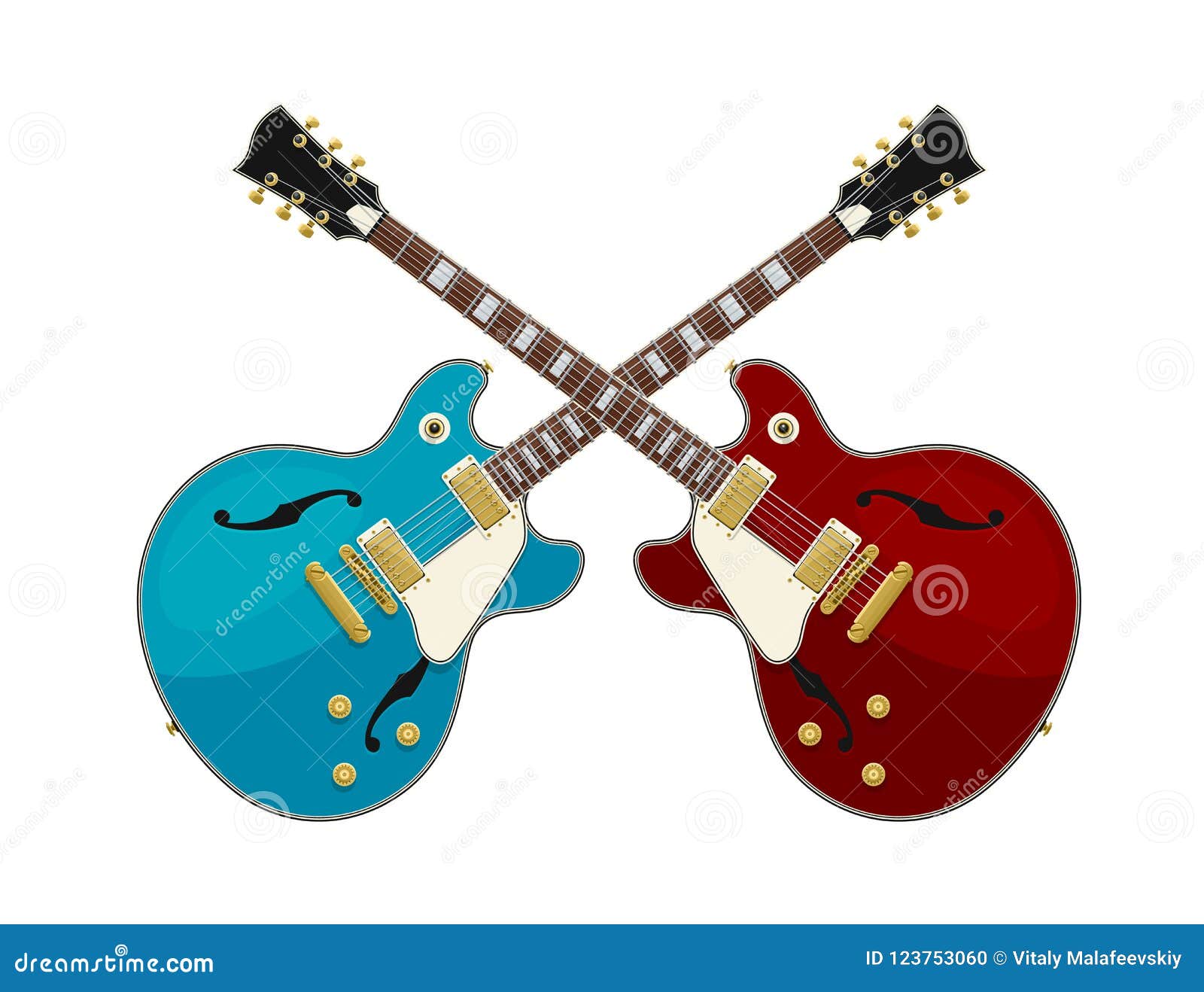 Guitar Battle Concept. Two Guitars Crossed Stock Vector - Illustration ...
