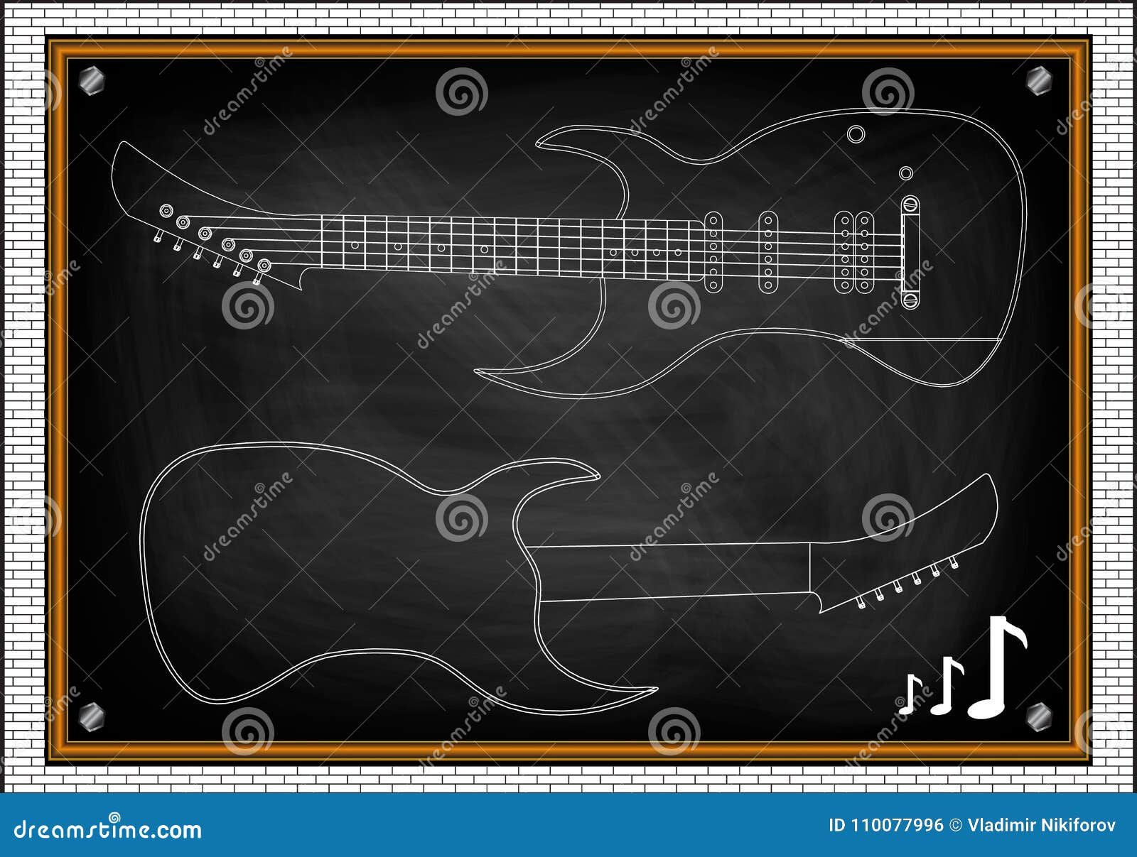 Guitar on a black stock vector. Illustration of metal - 110077996