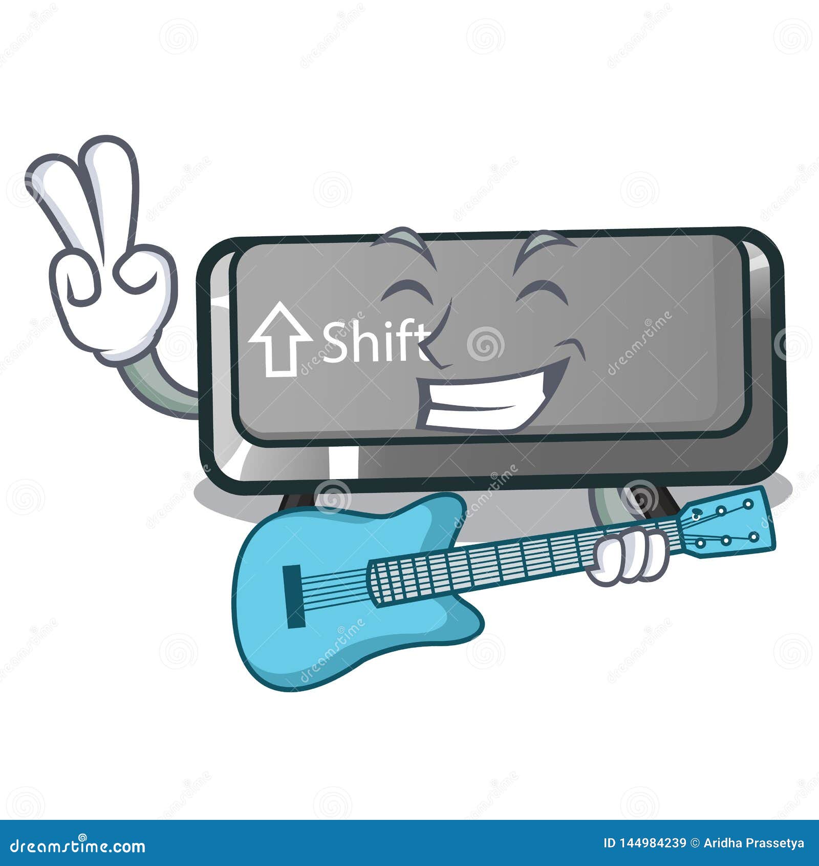 With Guitar Button Shift in the Cartoon Shape Stock Vector ...