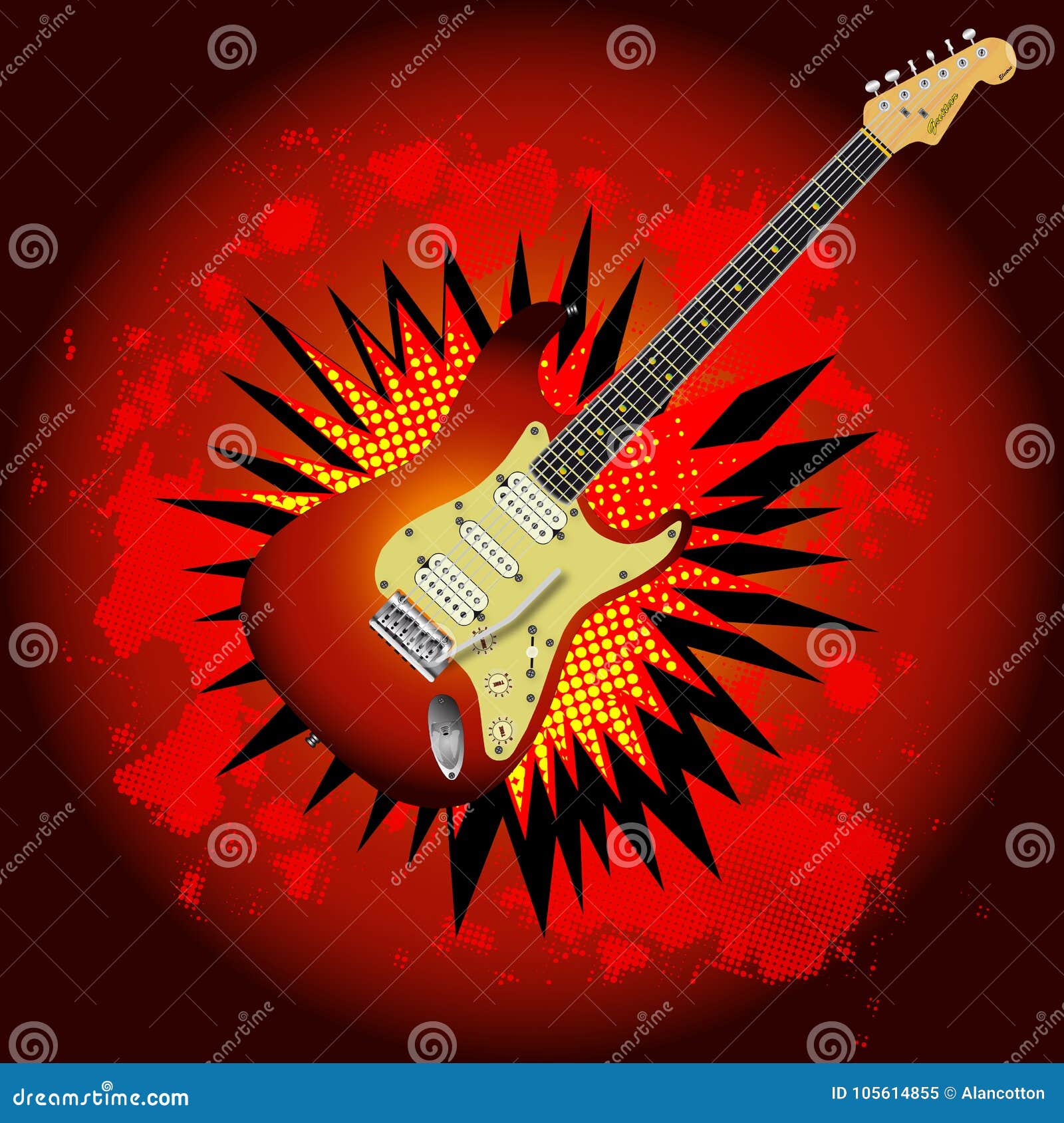 Guitar Cartoon Explosion stock vector. Illustration of cartoon - 105614855
