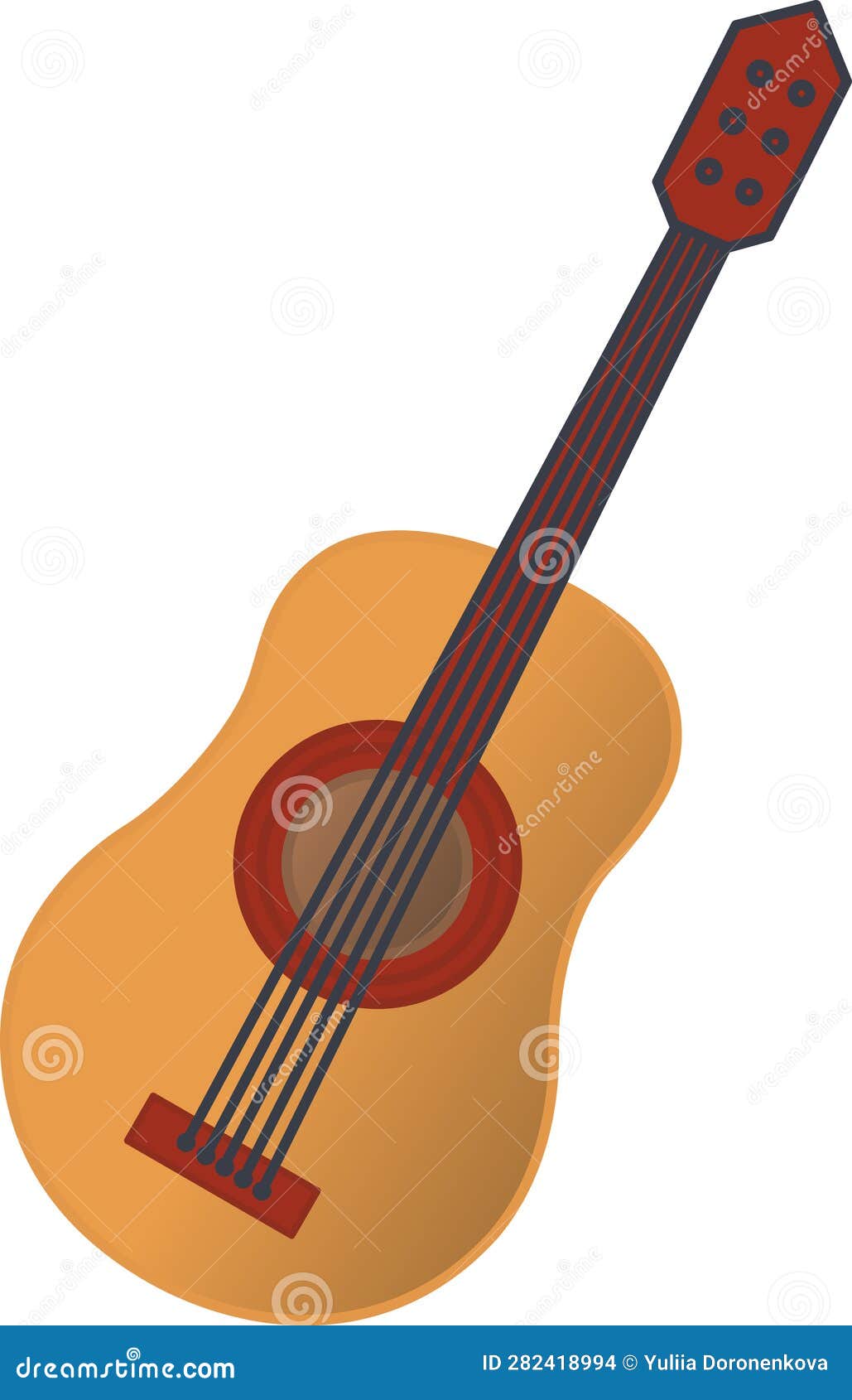 Guitar in Cartoon Style. stock vector. Illustration of instrument ...