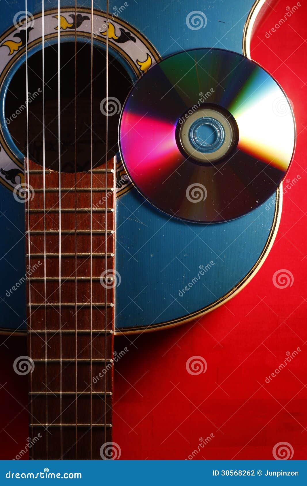 Guitar and CD stock photo. Image of round, strings, disc - 30568262