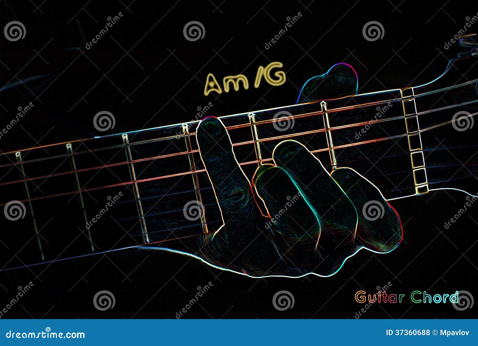 Guitar Chord Basic And Hand Position For Guitar Chord Vector. Freestyle ...
