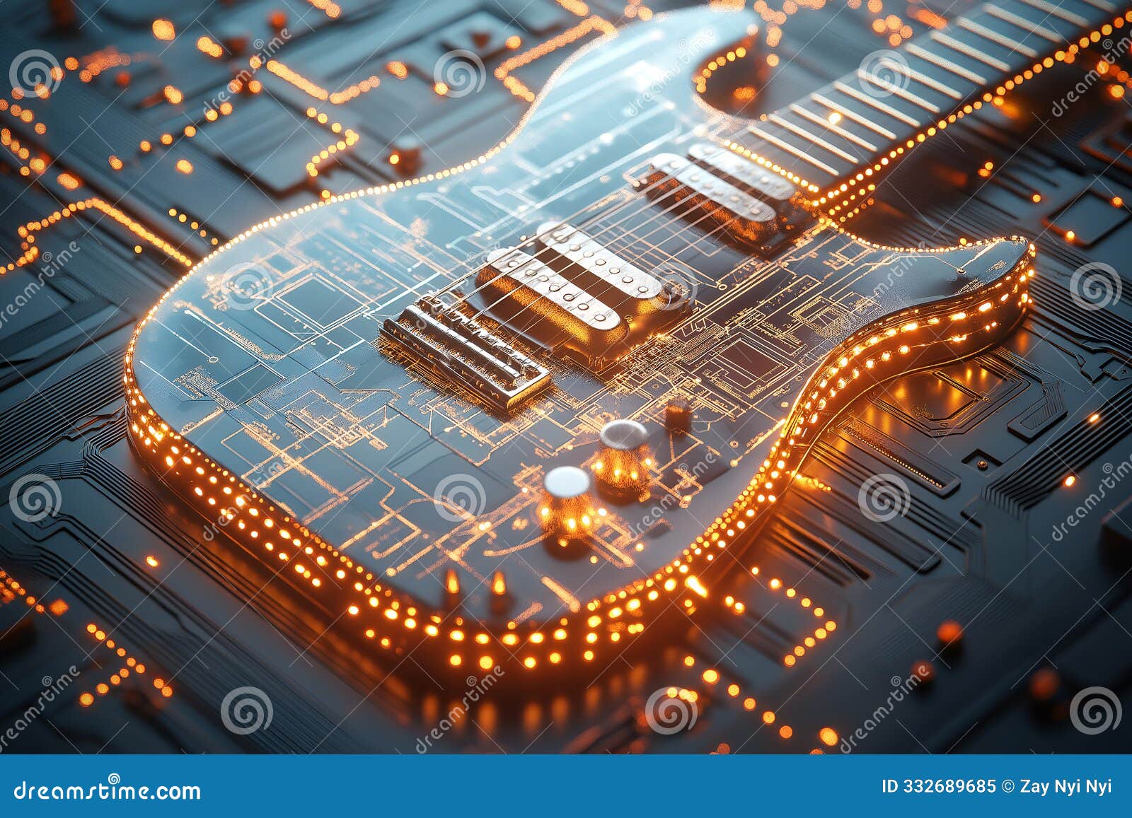 A Guitar with Circuit Patterns Symbolizes the Integration of AI ...