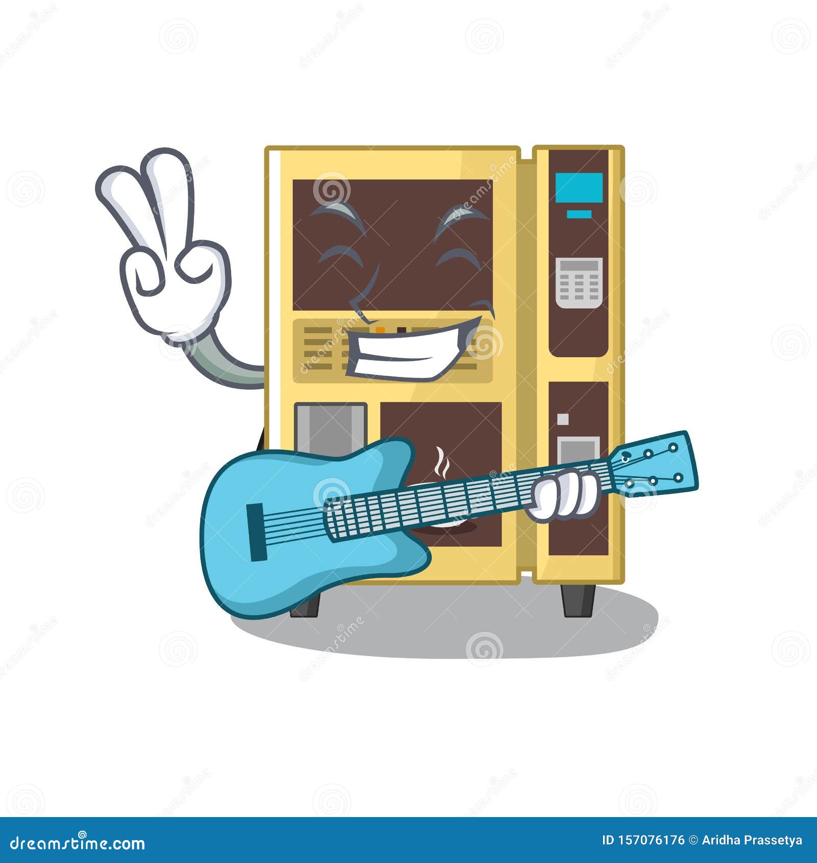 With Guitar Coffee Vending Machine in a Karakter Stock Vector ...