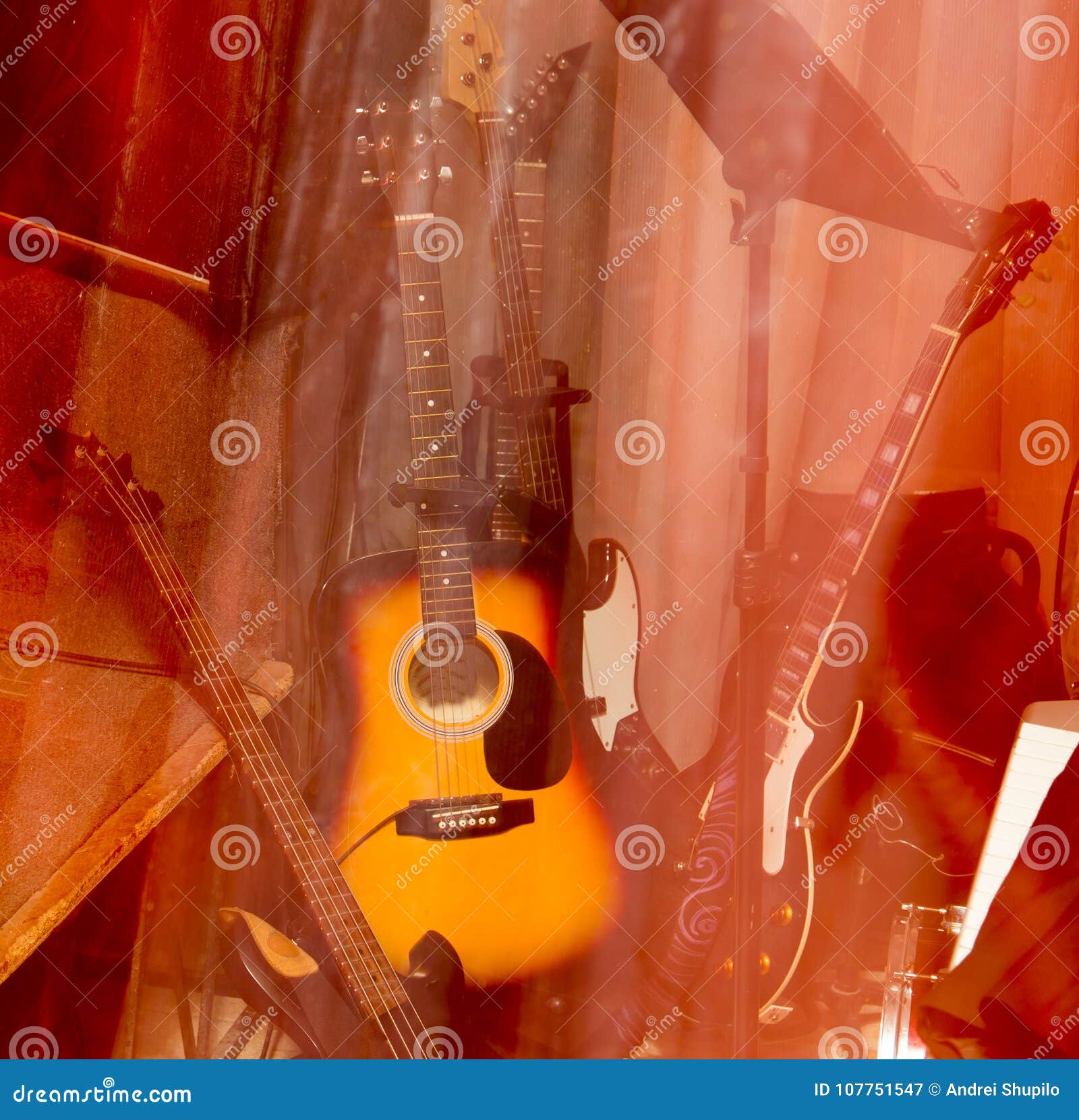 Guitar collection stock image. Image of folk, song, lifestyle - 107751547