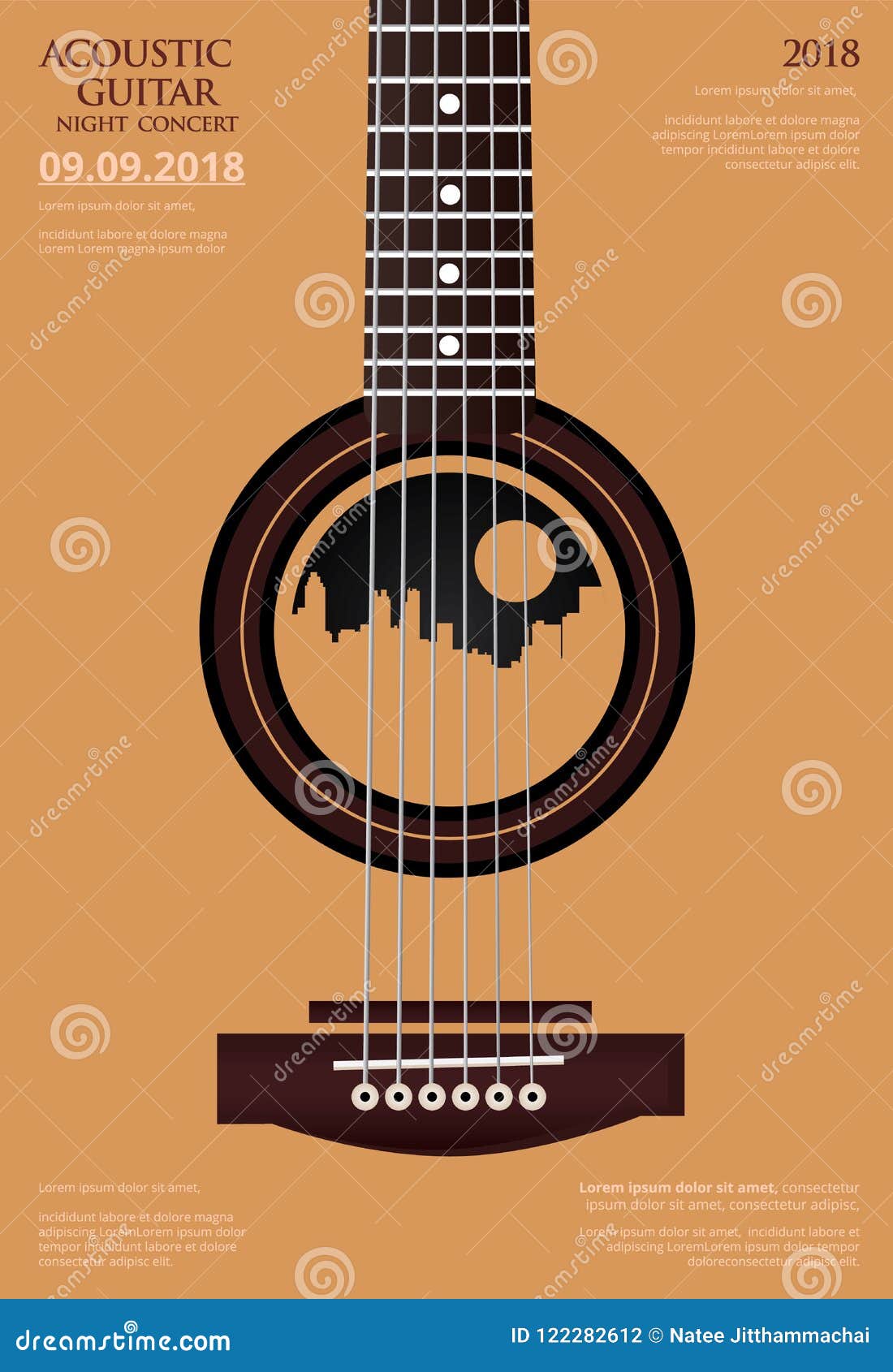 Guitar Concert Poster Background Template Stock Vector - Illustration ...