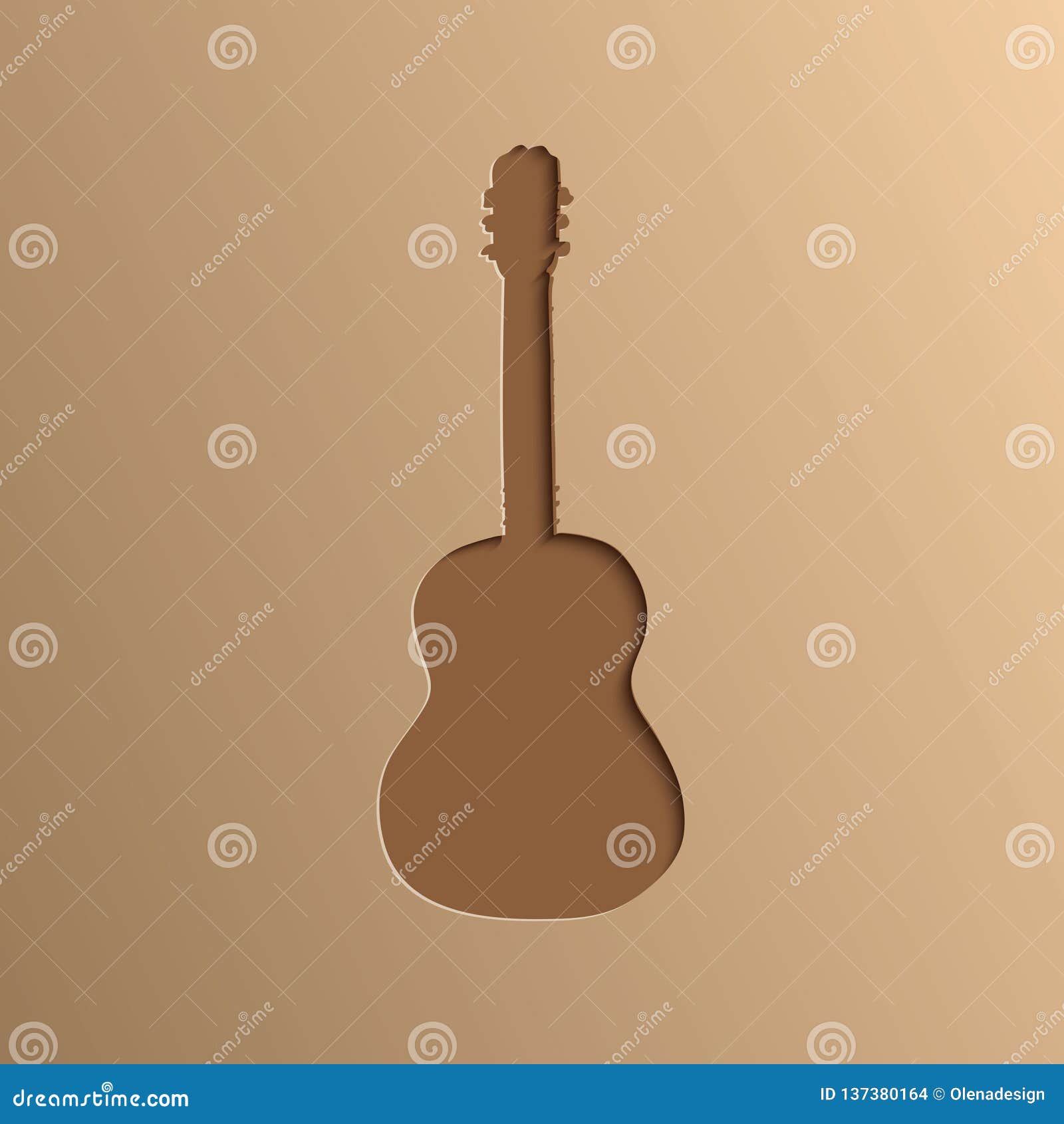 Guitar Cut Out of Paper - Vector Music Background with Gradient Stock ...