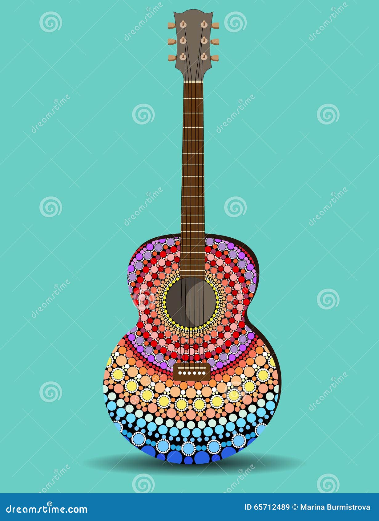 The Guitar is Decorated with Pattern in the Style of a Mandala Stock ...