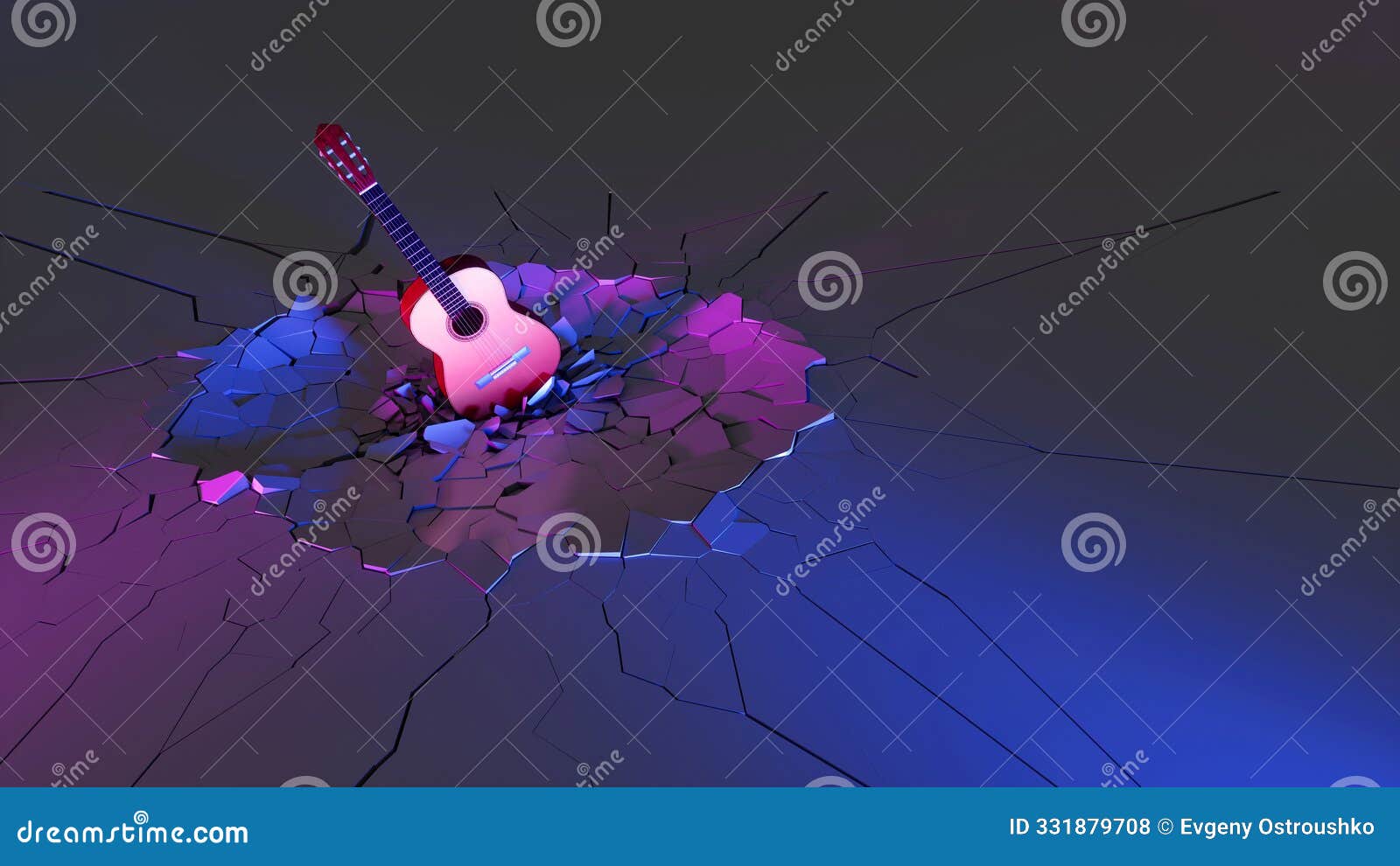 Guitar Fell on the Floor and Broke it in Neon Lighting Stock ...