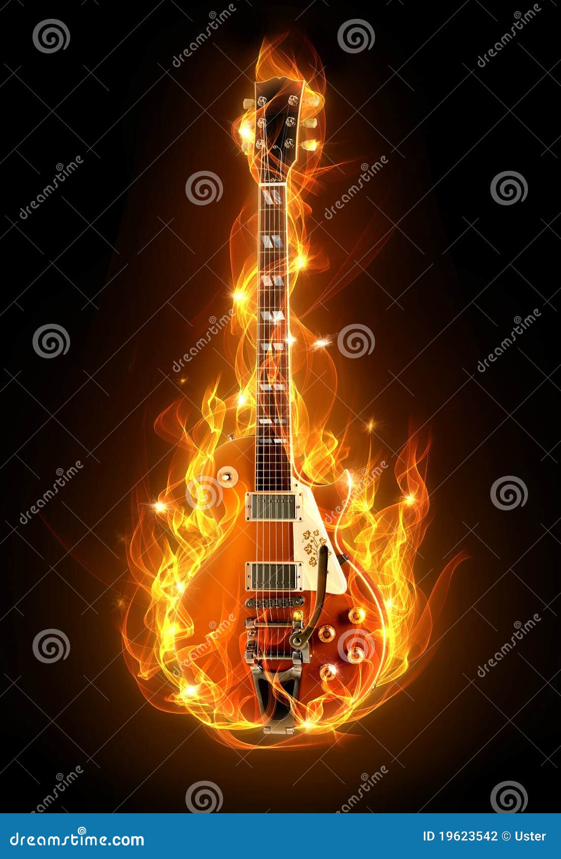 Guitar fire stock illustration. Illustration of beauty - 19623542
