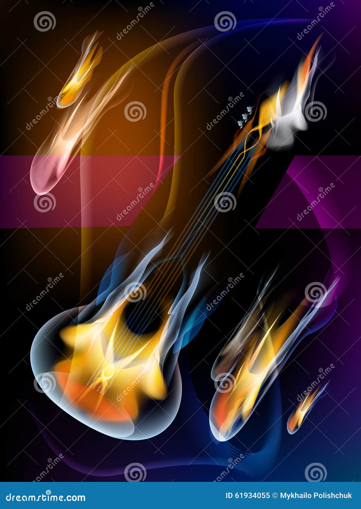Guitar in flames. stock vector. Illustration of music - 61934055