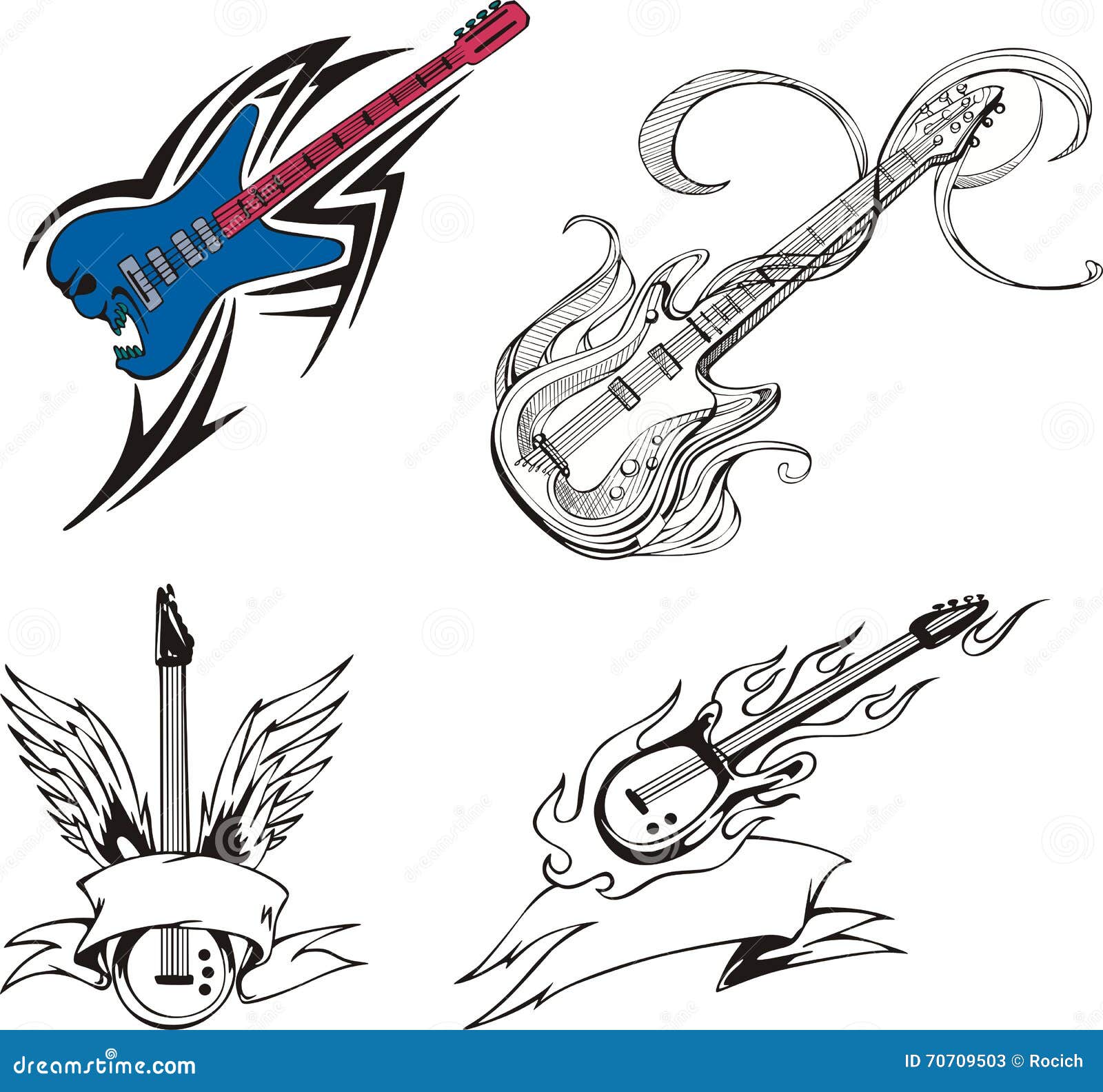 Musical Guitars Sticker Vector Illustration | CartoonDealer.com #269892374