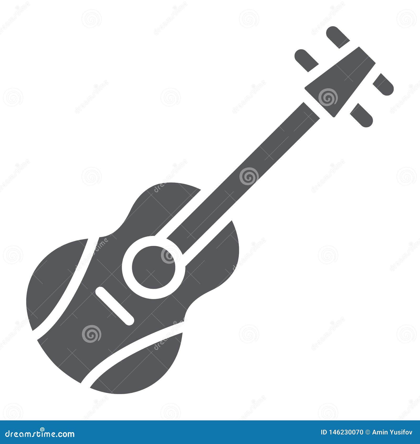 Guitar Glyph Icon, Melody and Play, Music Instrument Sign, Vector ...