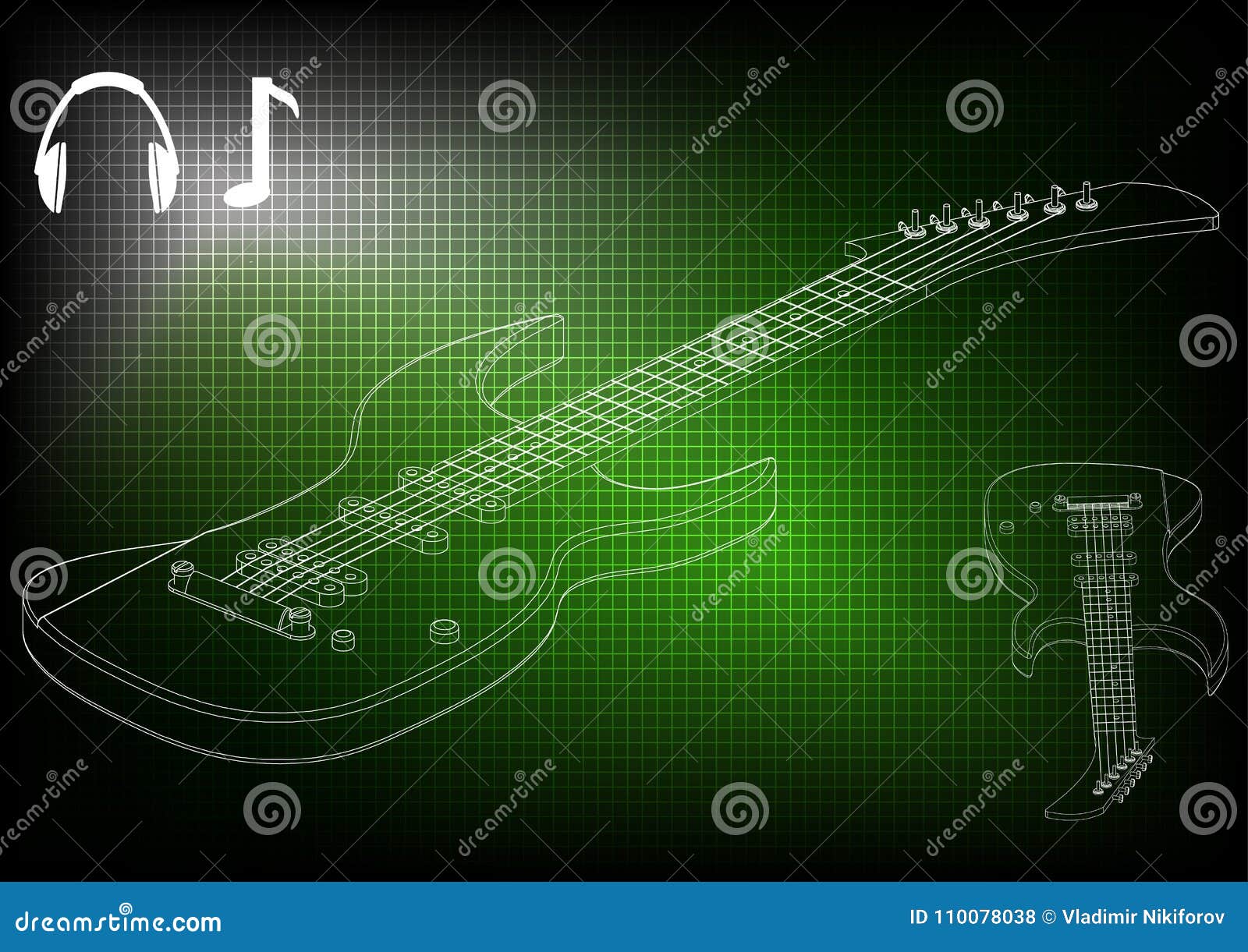 Guitar on a green stock vector. Illustration of acoustic - 110078038