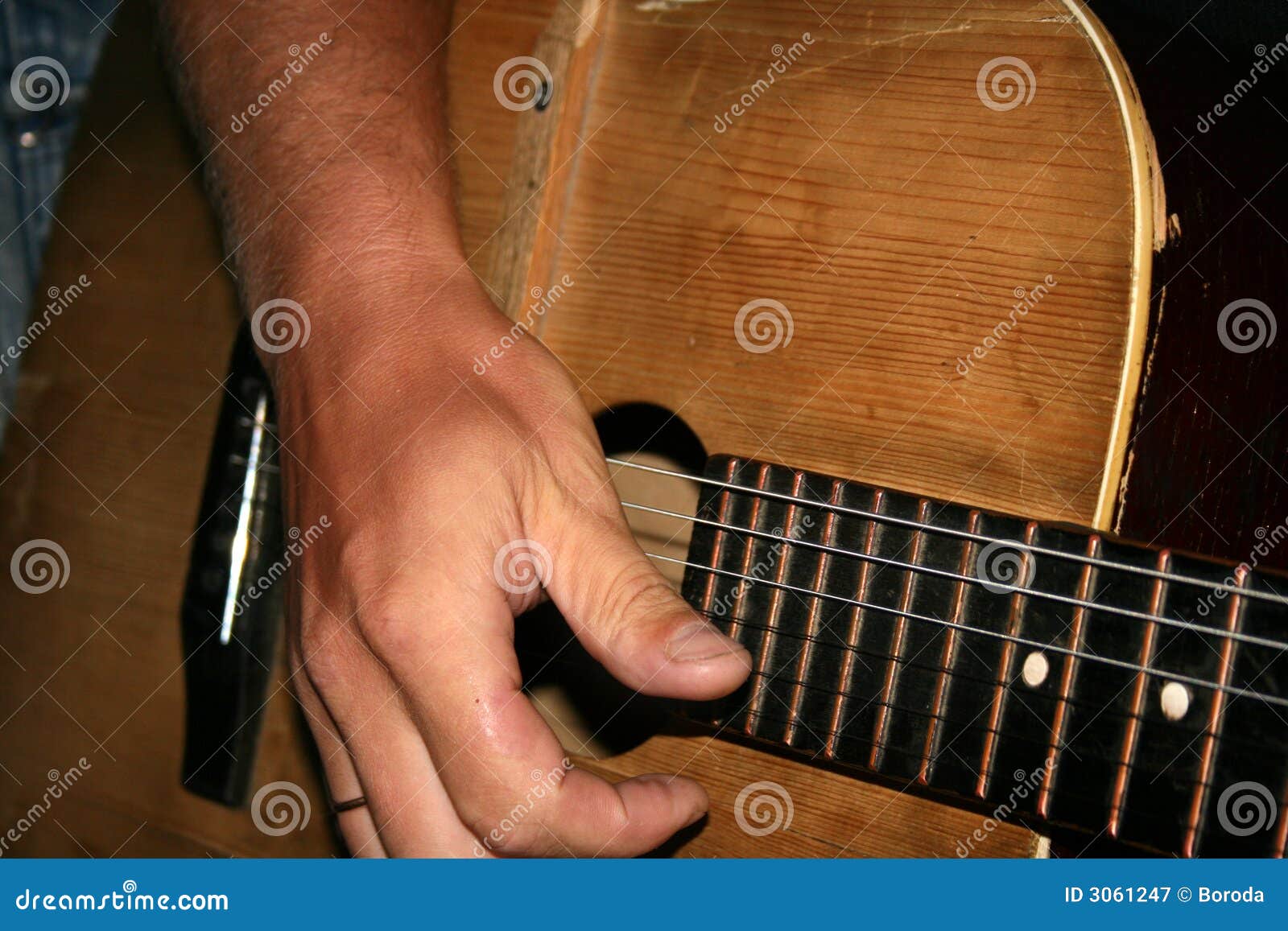 Guitar and hand. stock image. Image of music, gold, acoustics - 3061247