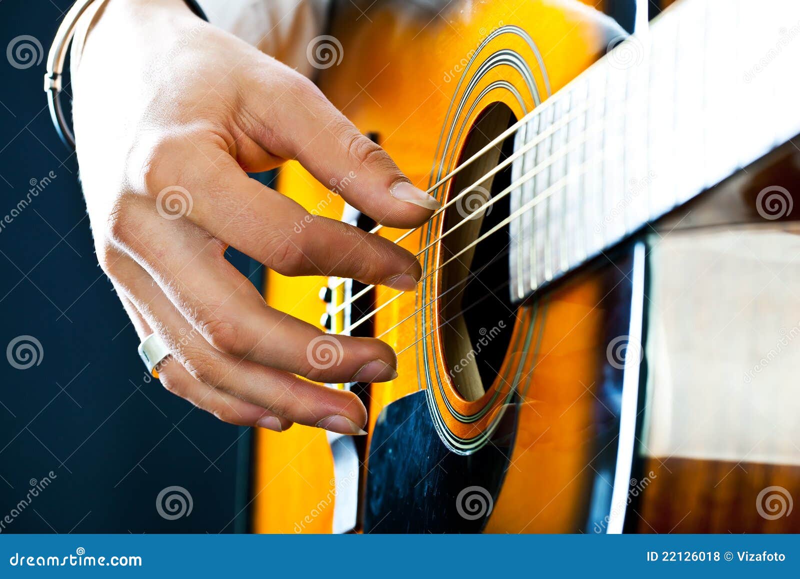 The Guitar in the Hands of the Guitarist Stock Photo - Image of ...