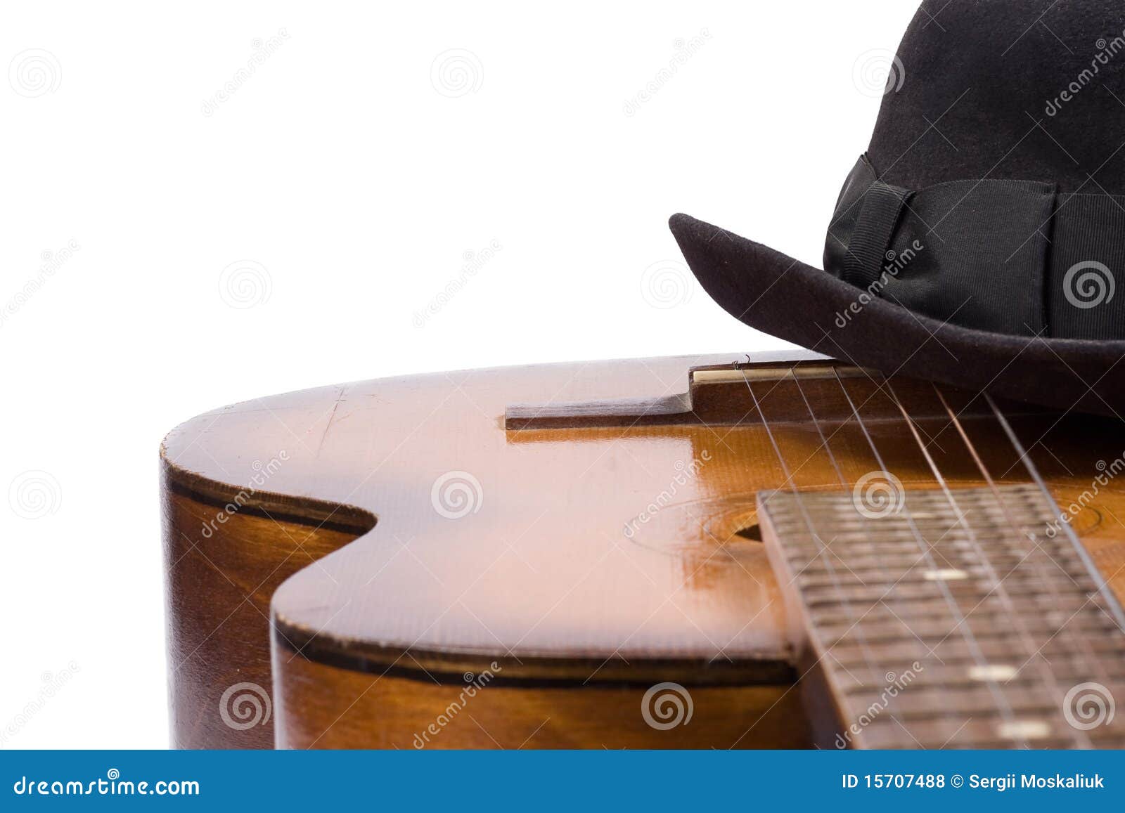 Guitar and hat on white stock photo. Image of love, classical - 15707488