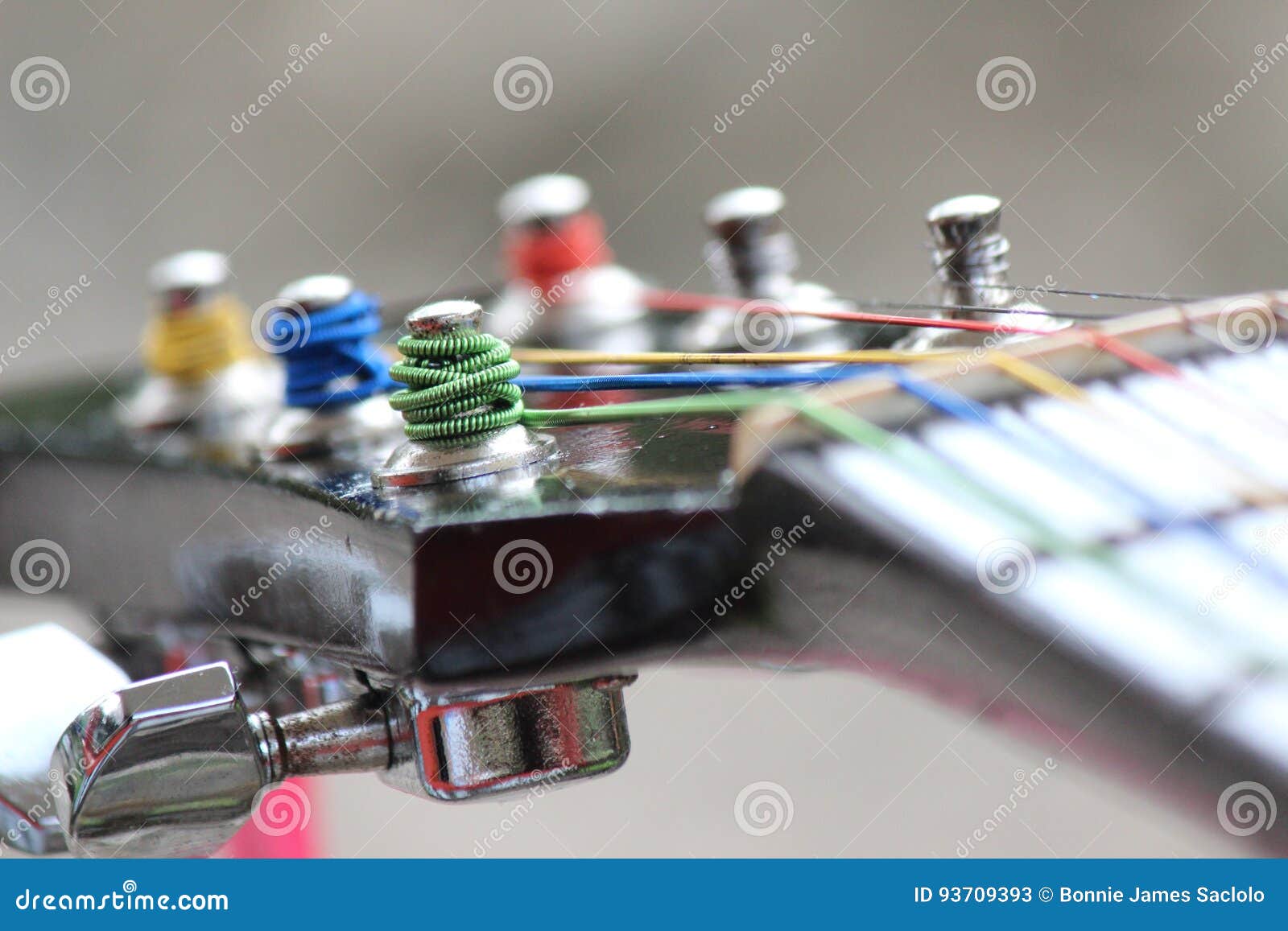 Guitar Head with Colored Strings Stock Image - Image of strings, close ...