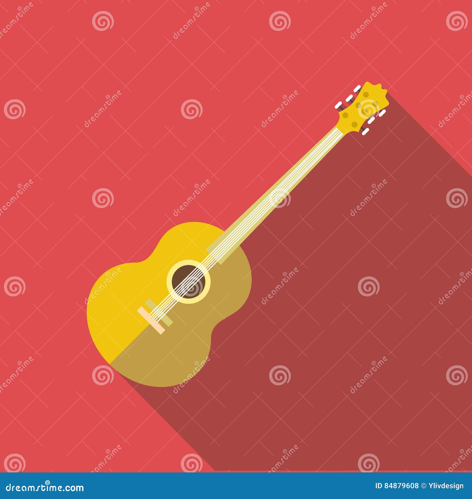 Guitar icon, flat style stock vector. Illustration of classic - 84879608