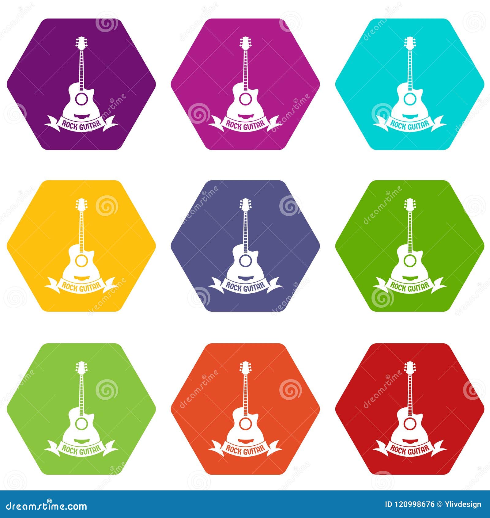 Guitar icons set 9 vector stock vector. Illustration of isolated ...