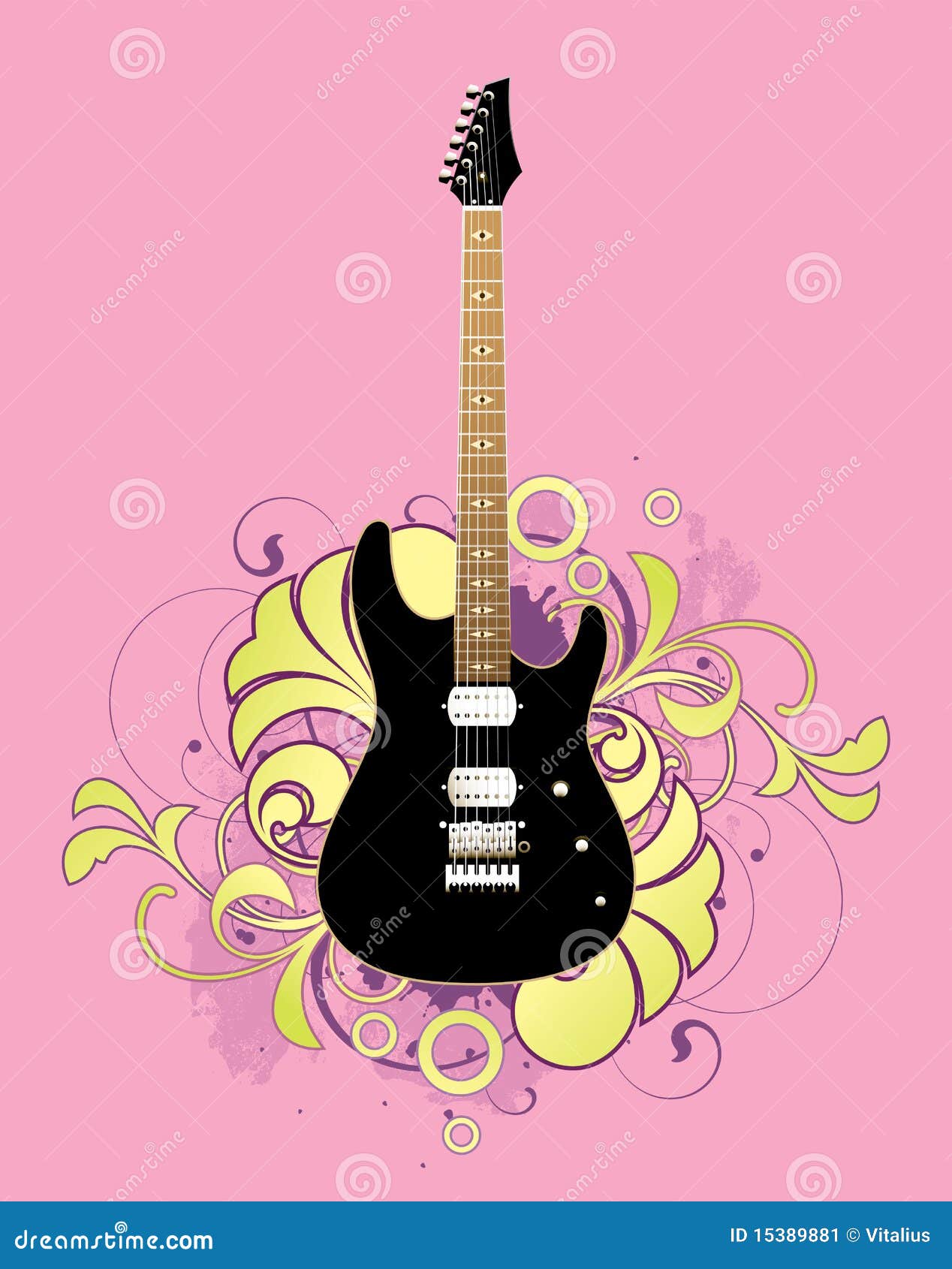 Guitar Illustration on Pink Stock Vector - Illustration of illustrated ...