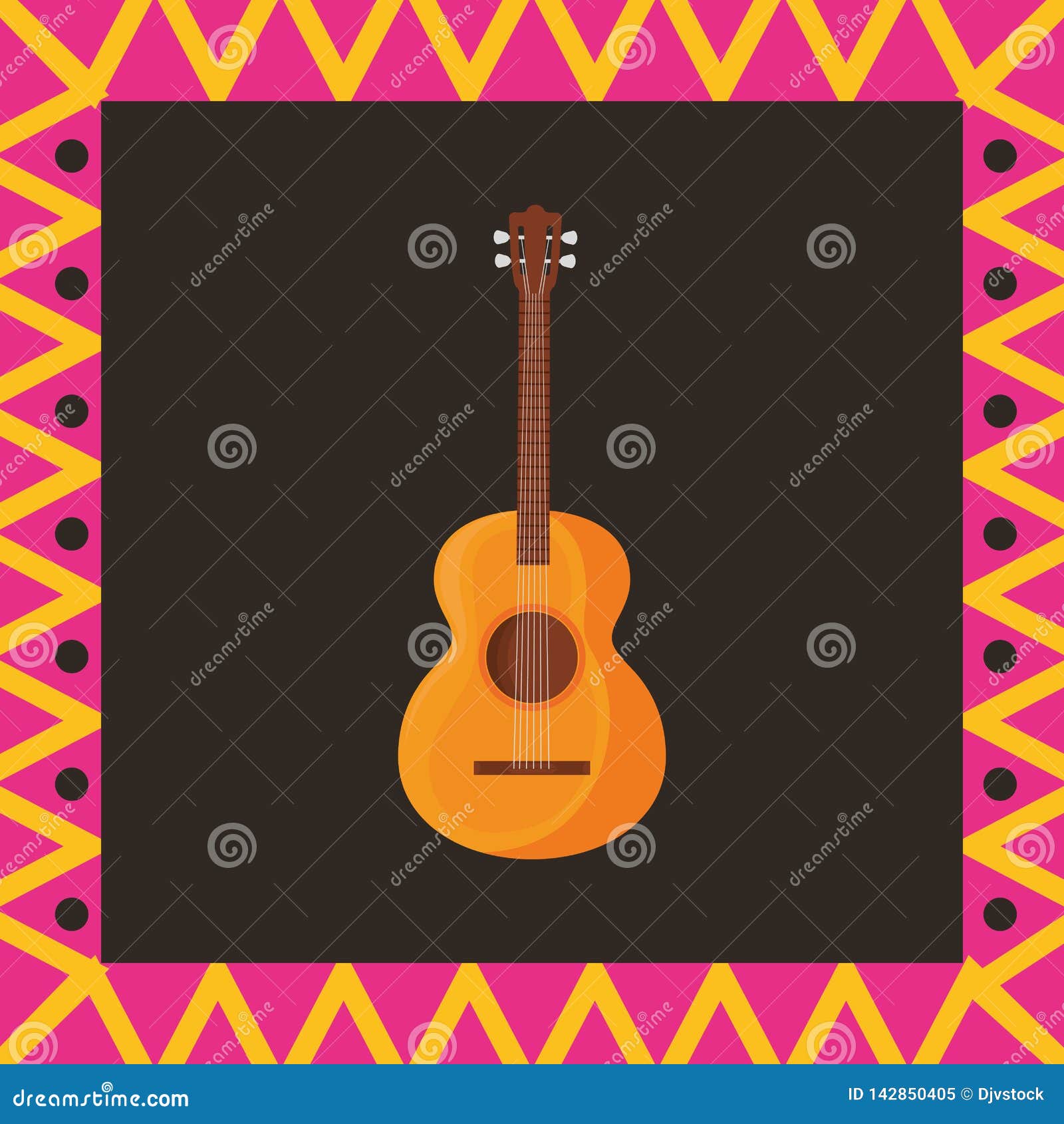 Guitar instrument frame stock vector. Illustration of sound - 142850405