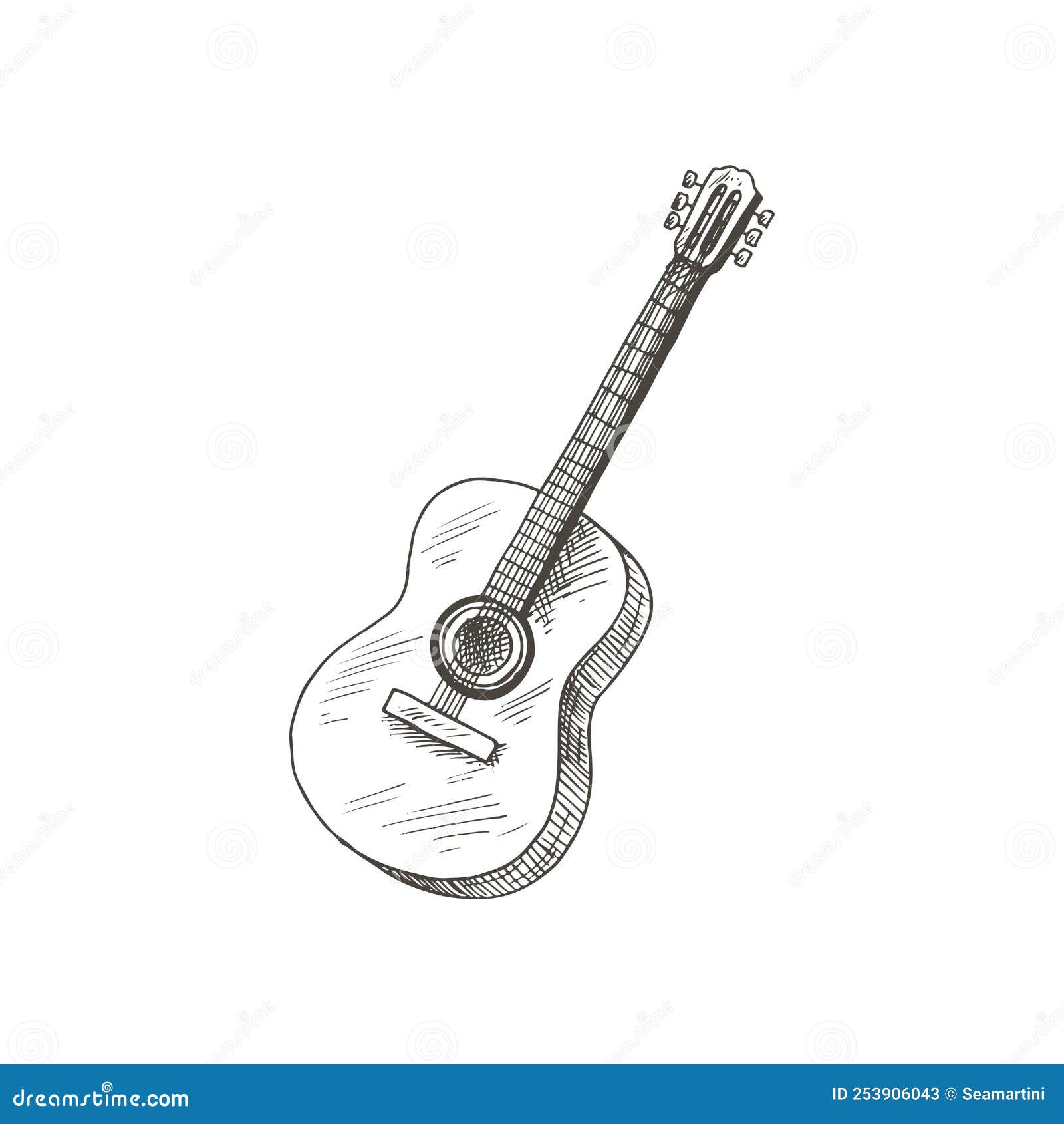 Guitar Isolated Fretted Musical Instrument Sketch Stock Vector ...