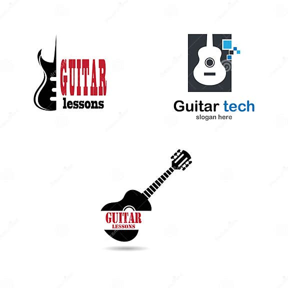 Guitar Lessons Logo Creative Vector Icon Stock Vector - Illustration of ...
