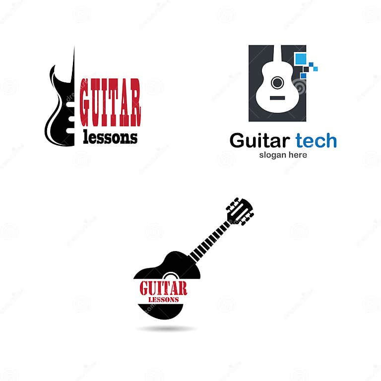 Guitar Lessons Logo Creative Vector Icon Stock Vector - Illustration of ...